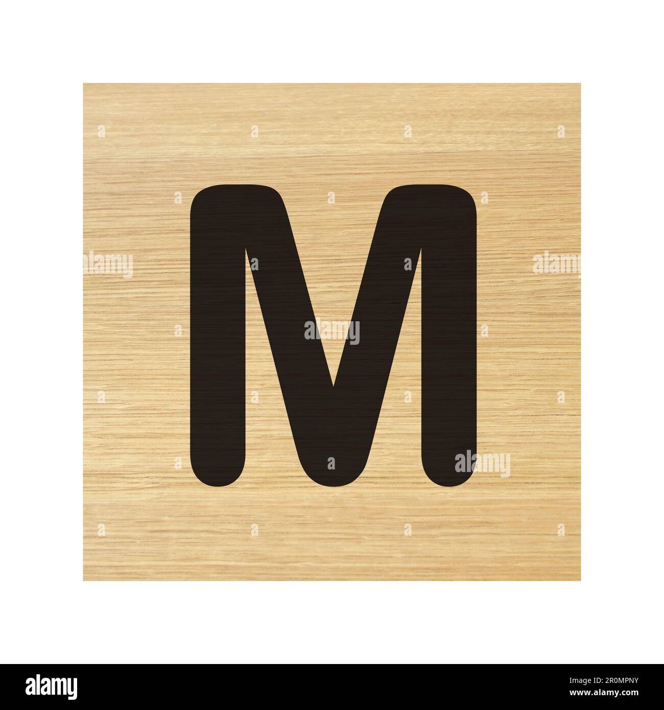 M wood block on white with clipping path Stock Photo - Alamy