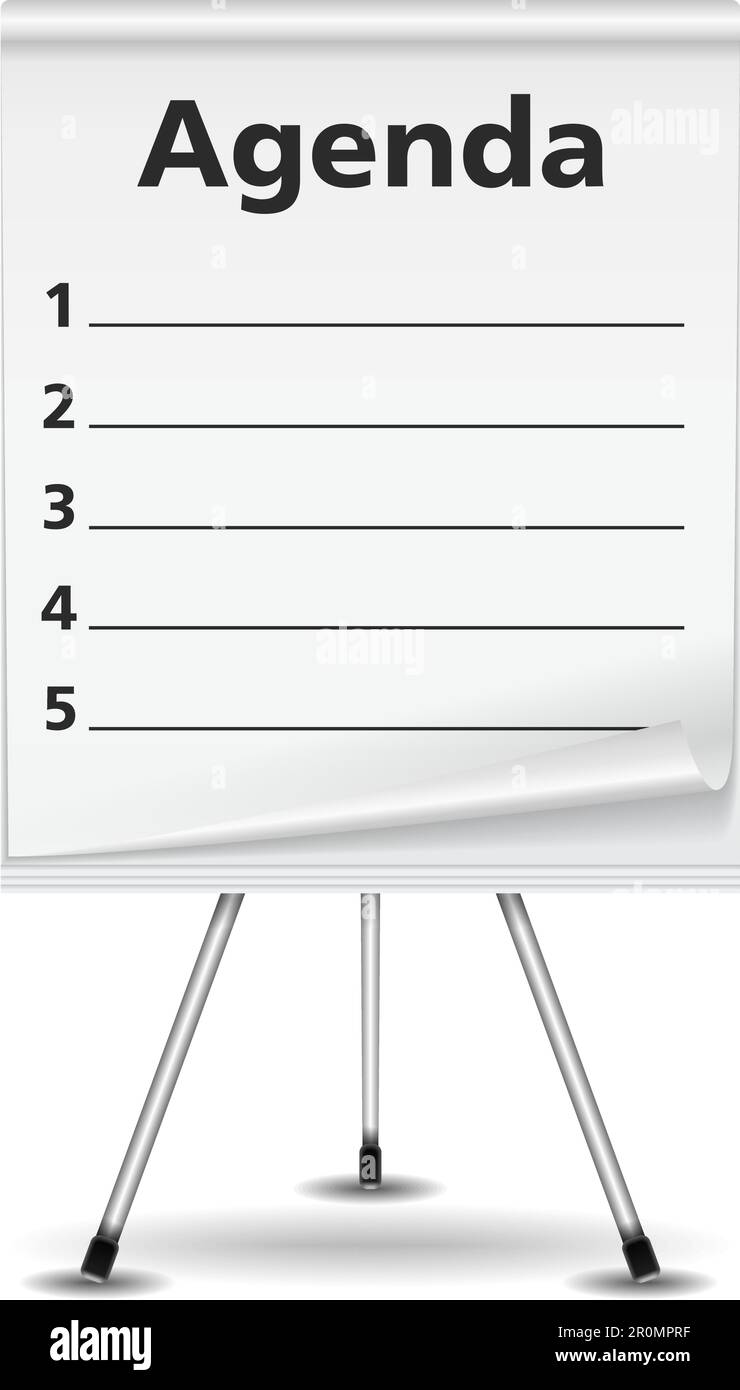 Agenda written on flipchart, vector eps10 illustration Stock Vector ...