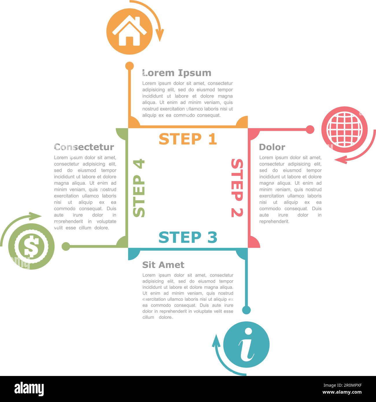 Diagram template with four steps, vector eps10 illustration Stock ...