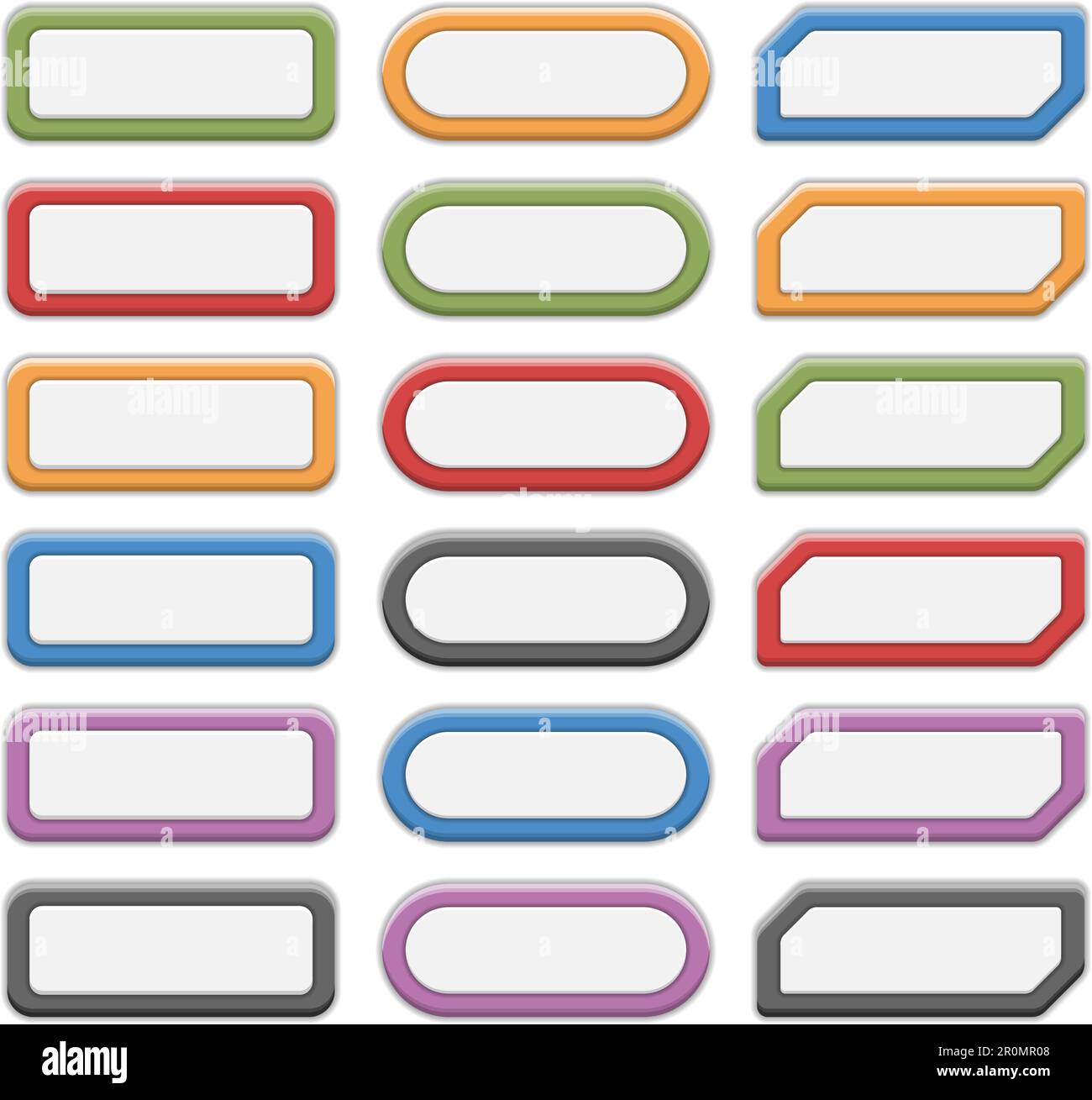 Blank colored buttons, three styles, six colors, vector eps10 ...