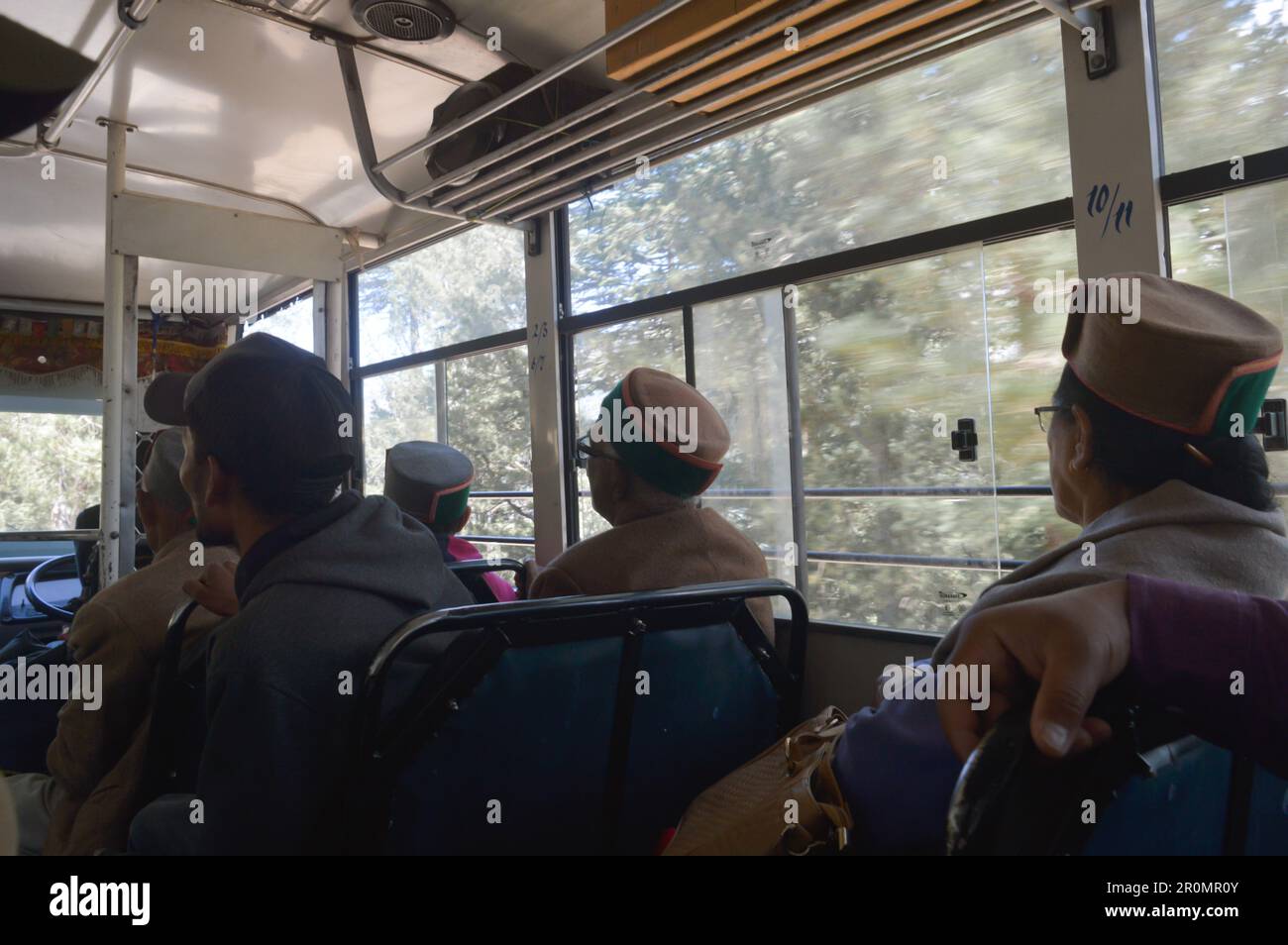 Rear view People sitting in a public bus. Himachal Pradesh India South ...