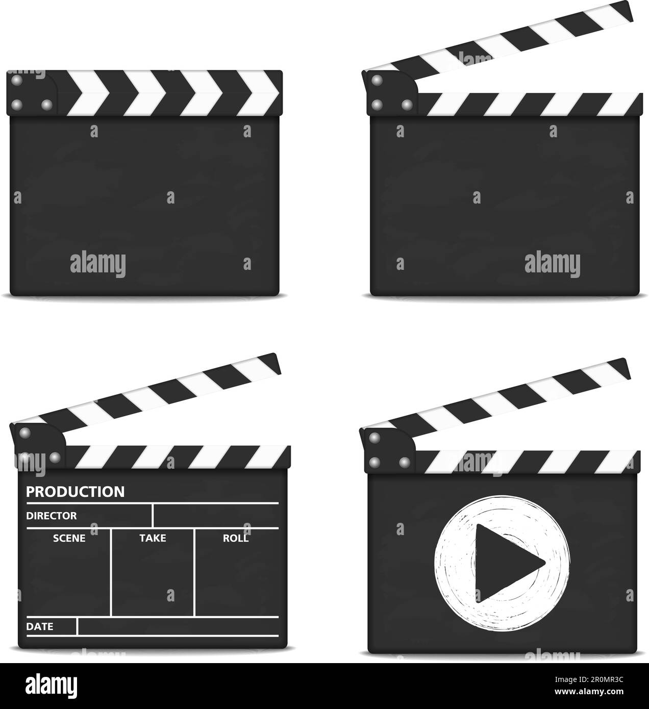 Clapper boards on white background, vector eps10 illustration Stock ...