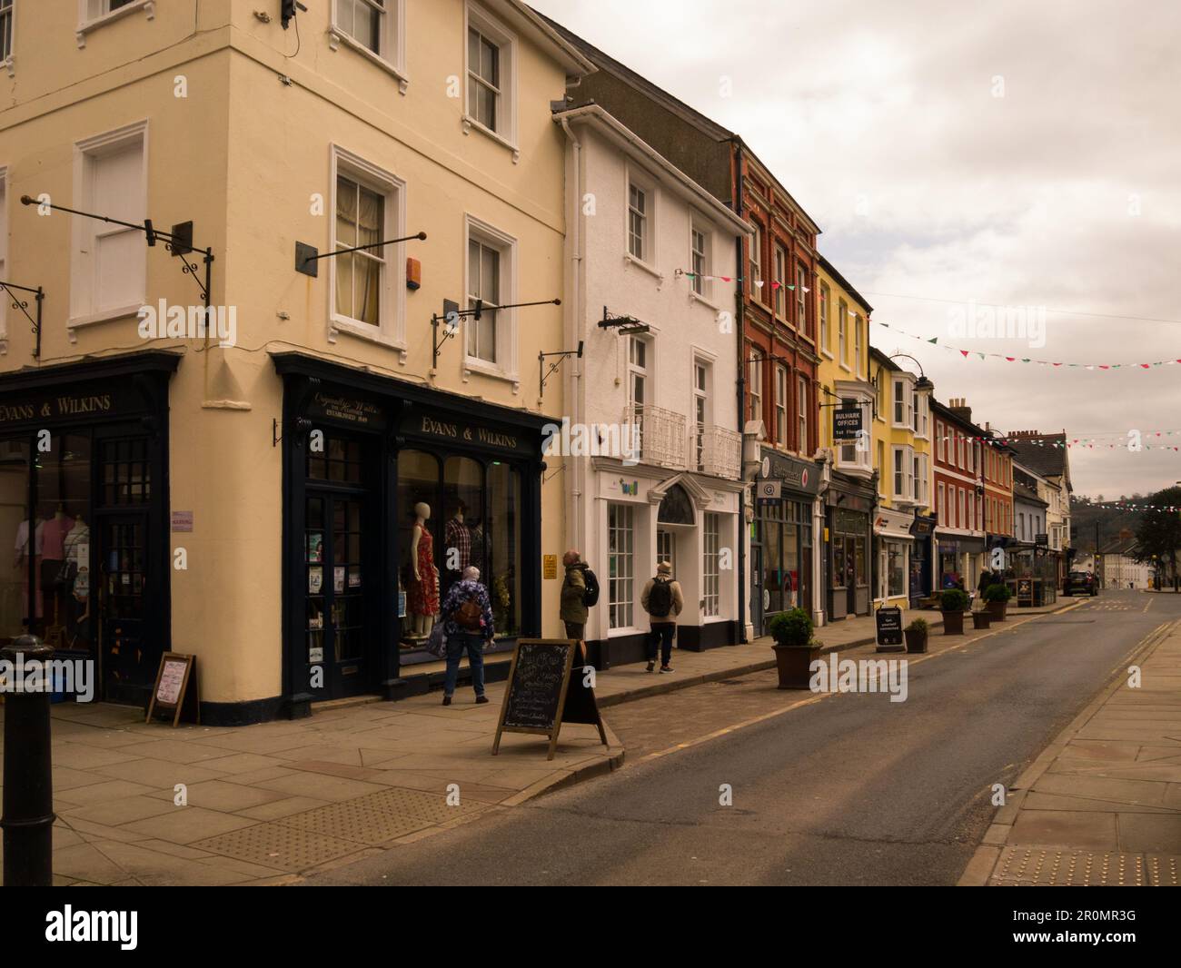 View down Bulwark with independent shops in the town centre of this ...