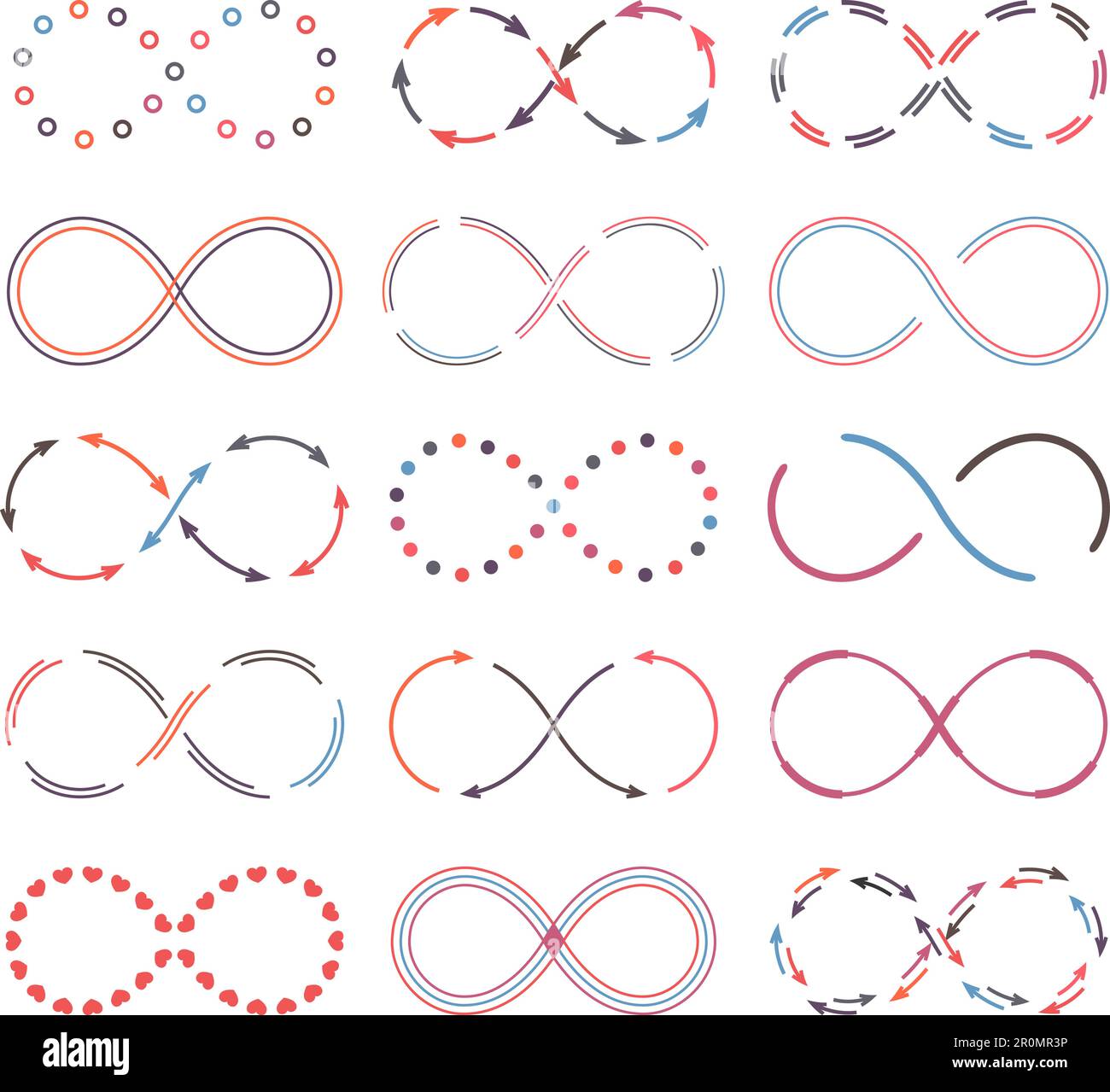 Set of different infinity symbols, vector eps10 illustration Stock ...