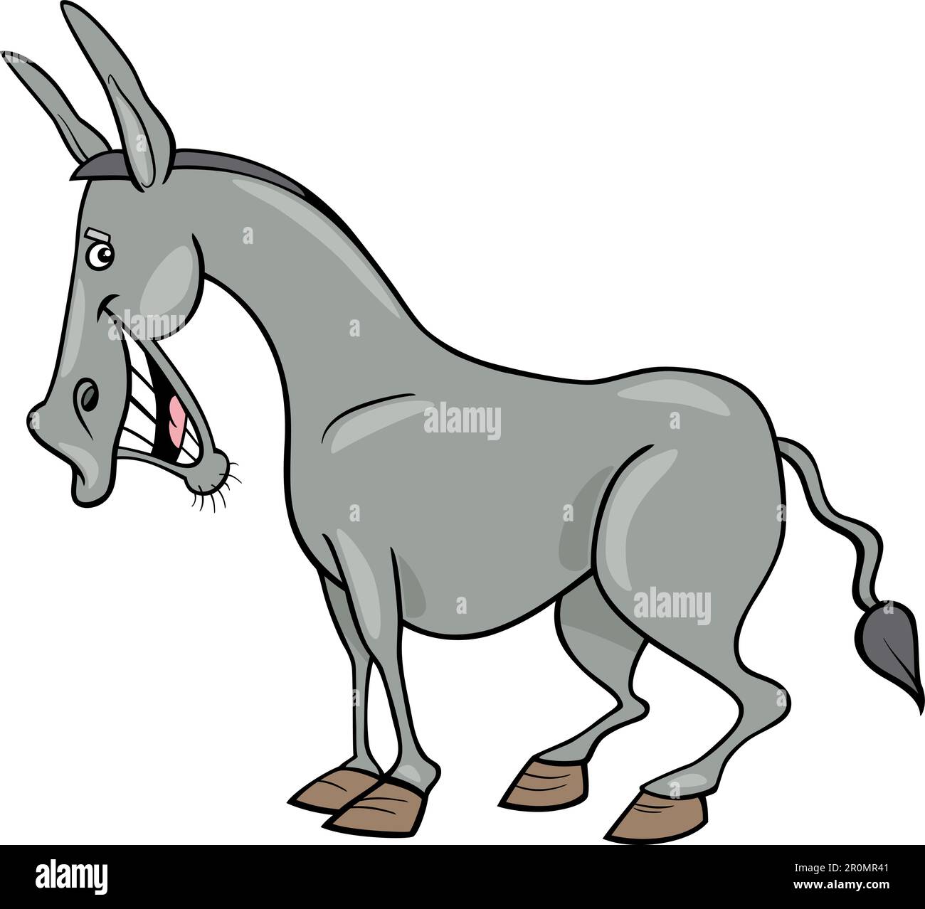 Cartoon illustration of happy donkey farm animal character Stock Vector ...