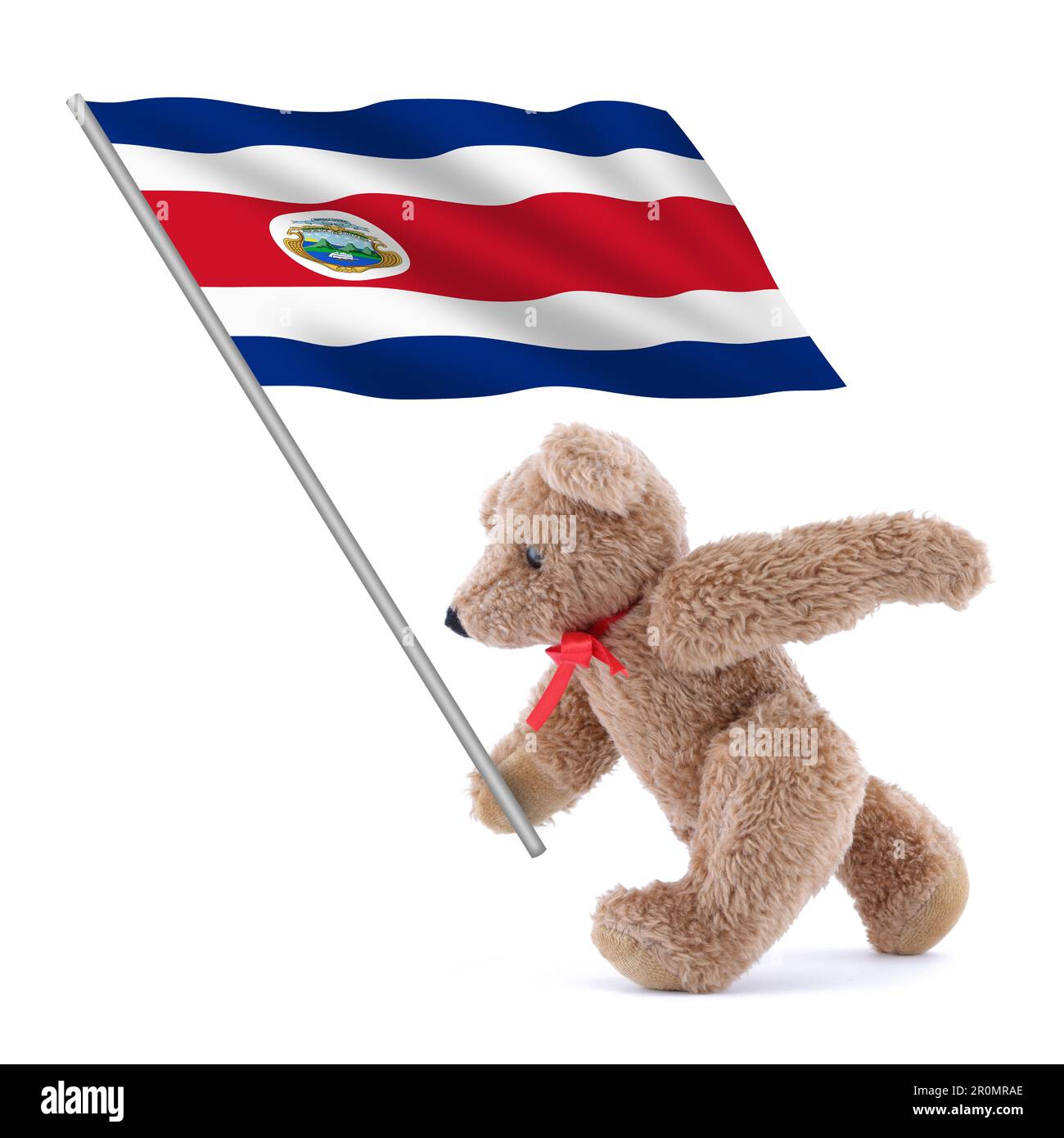 Costa Rica flag being carried by a cute teddy bear Stock Photo - Alamy