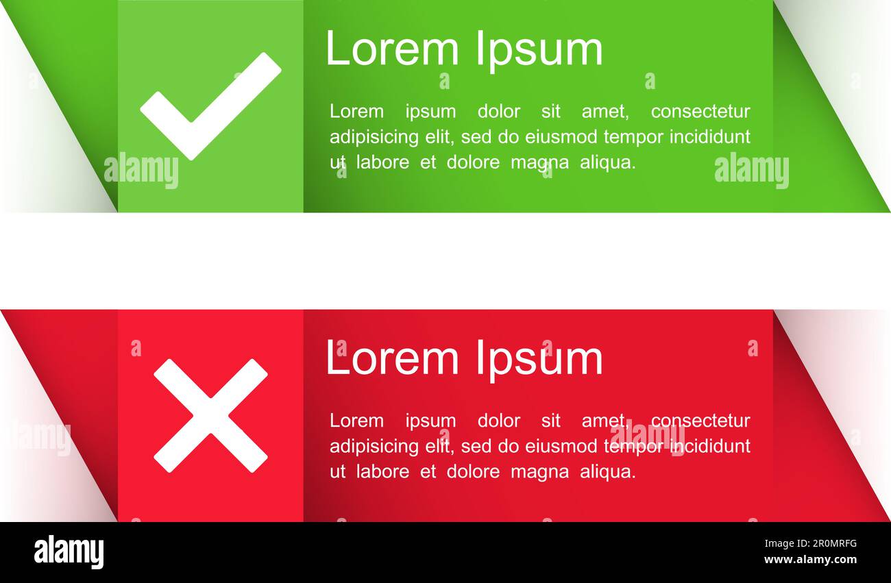Banners with check and cross symbols, vector eps10 illustration Stock ...