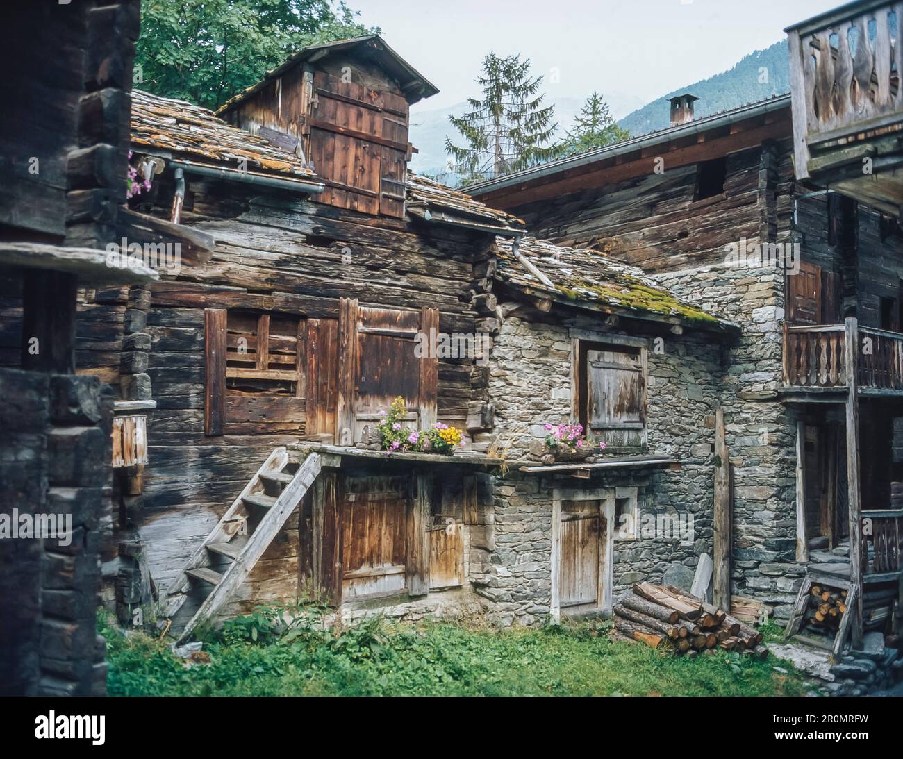 Street scene in the Swiss alpine resort town of Zermatt seen here with ...