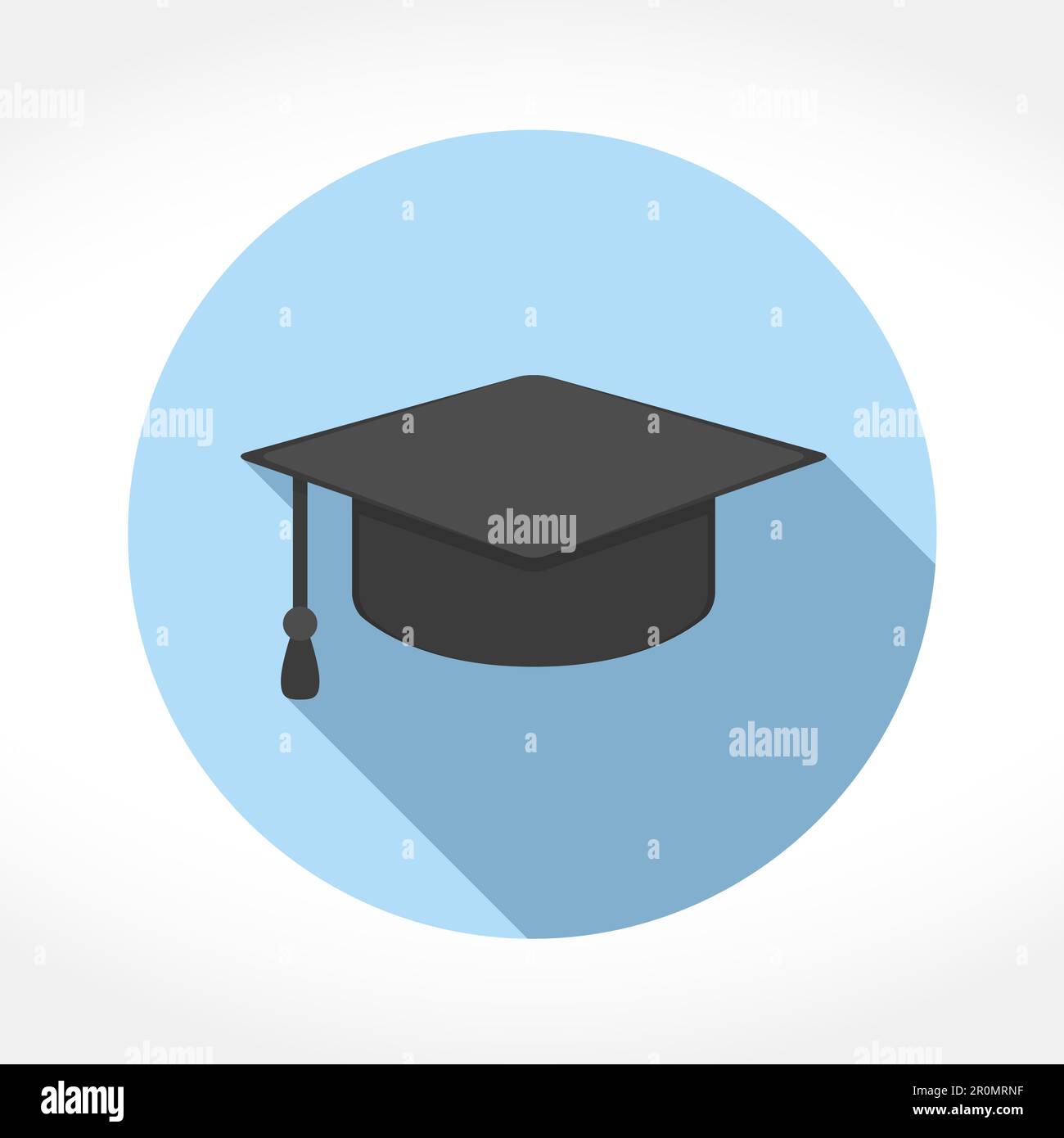Graduation cap icon in circle, flat design with long shadow, vector ...