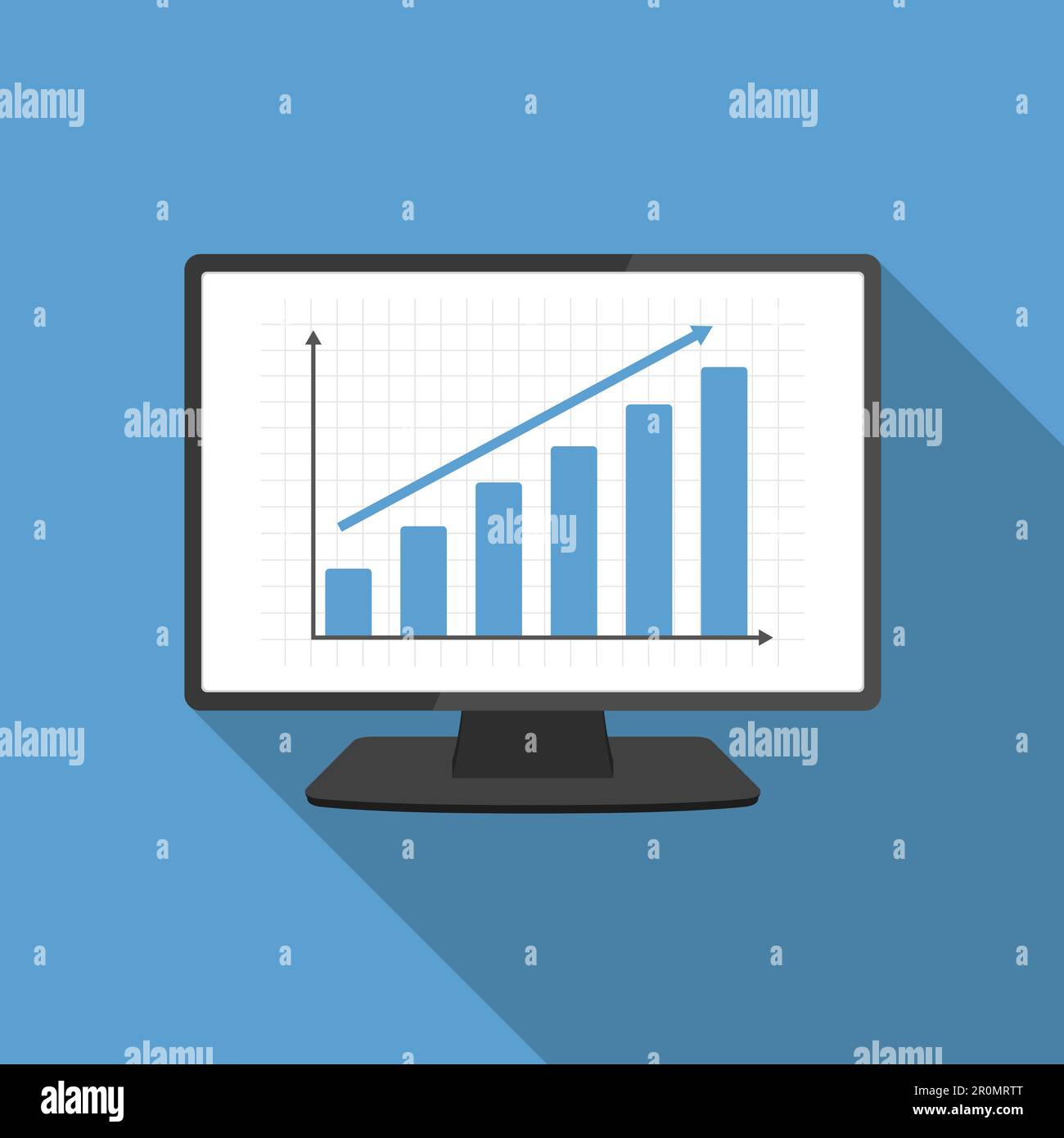 Computer monitor with bar graph, flat design, vector eps10 illustration ...