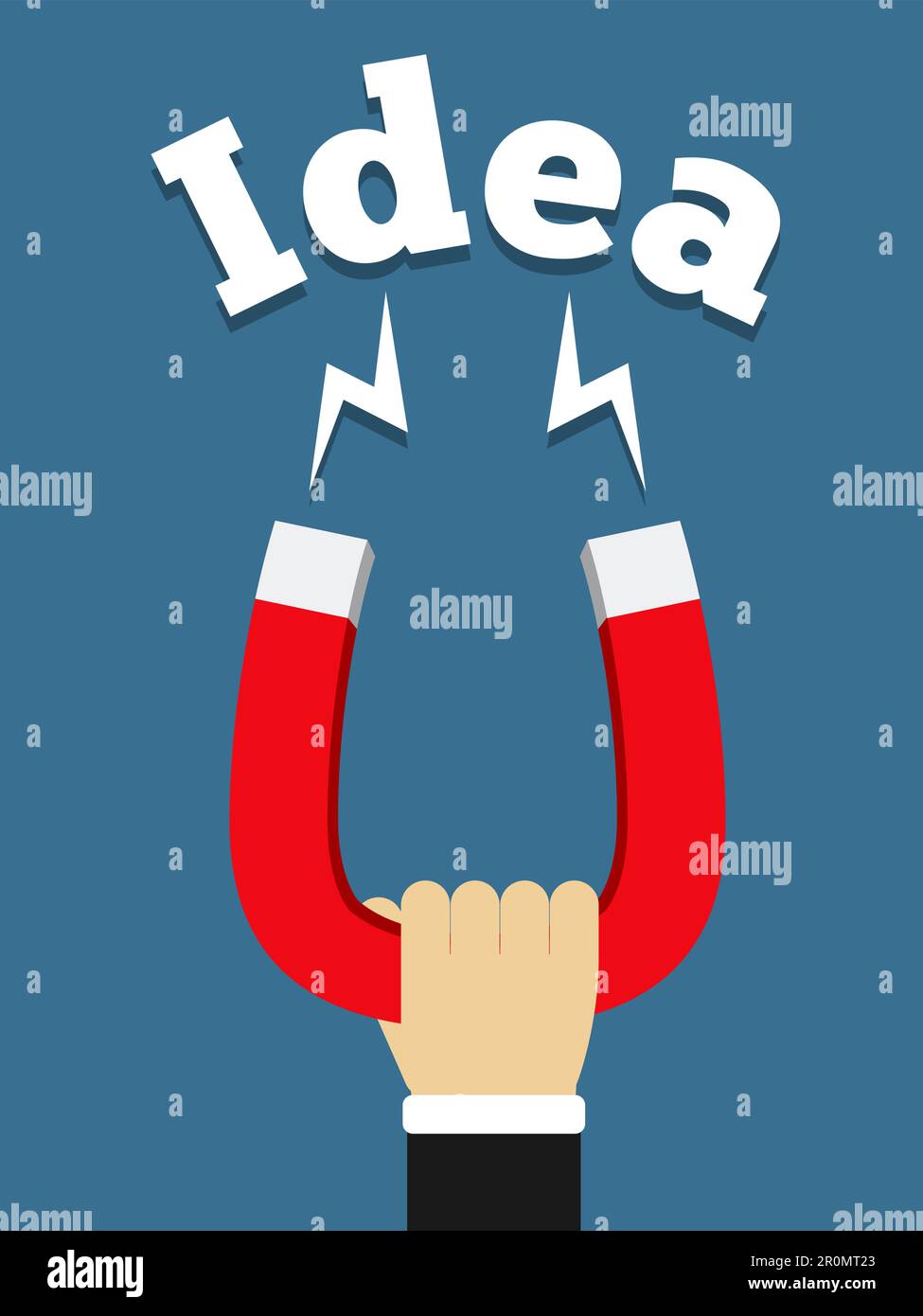 Hand with magnet and word idea, vector eps10 illustration Stock Vector ...