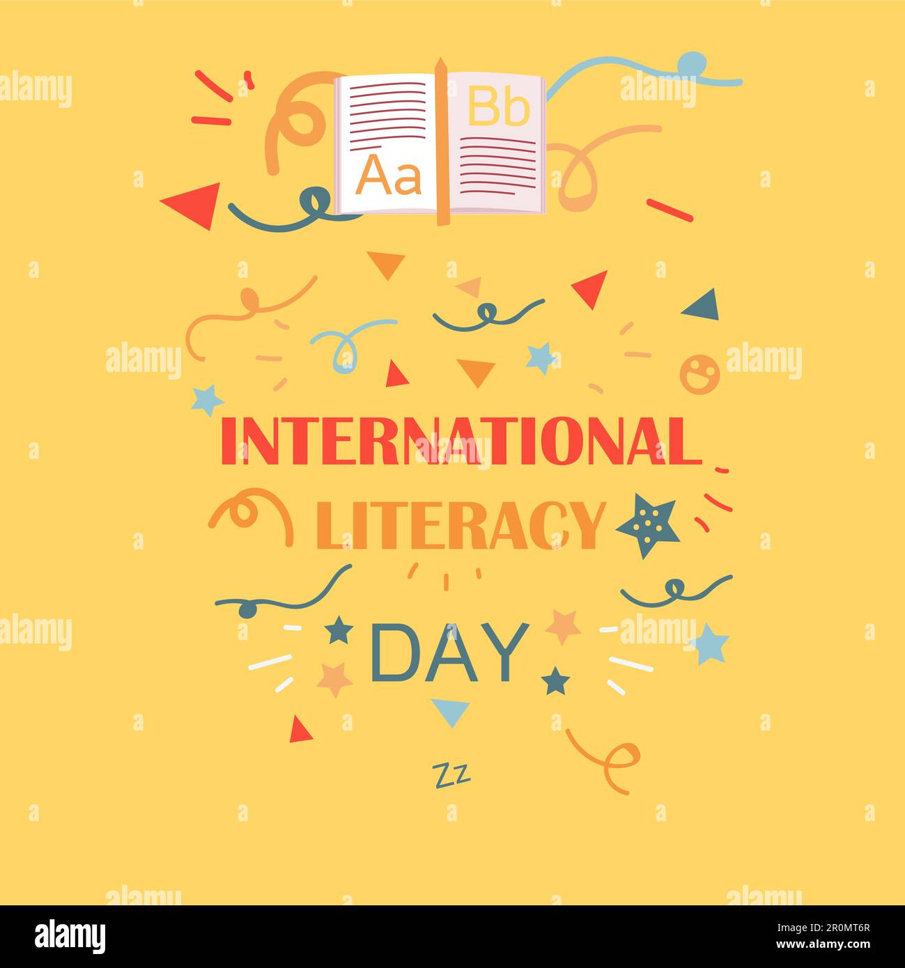 International Literacy Day Celebration Banner With Book. Vector Stock ...