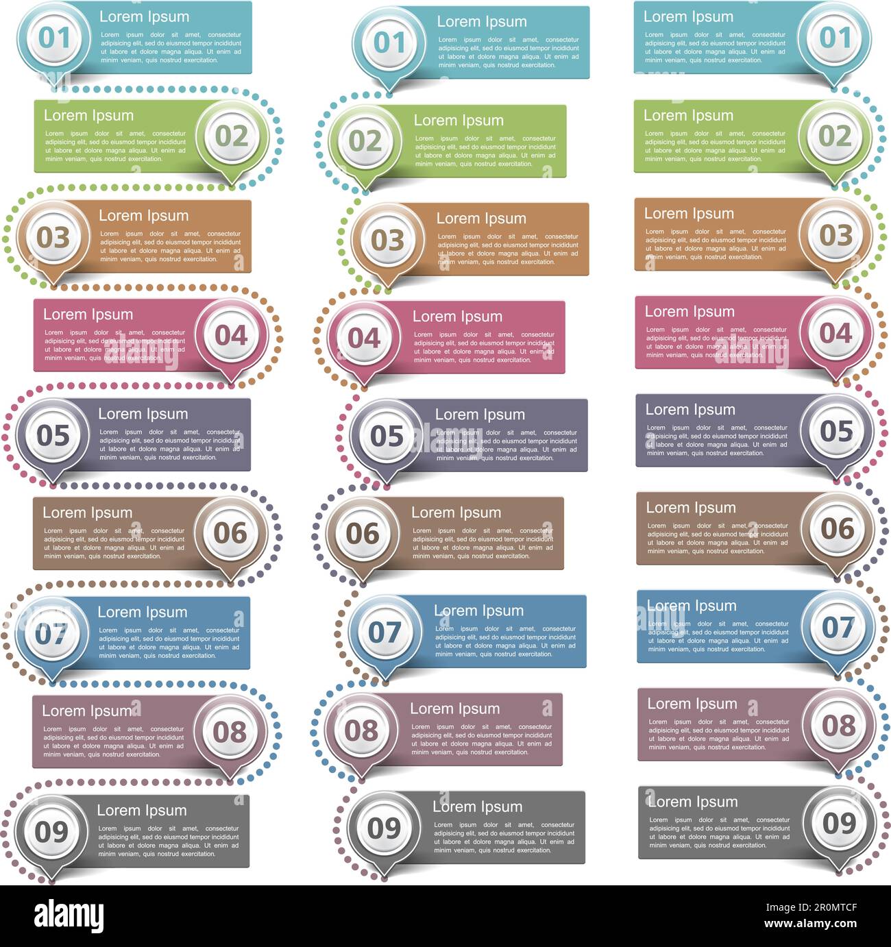Set of connected design elements with numbers and text, vector eps10 ...