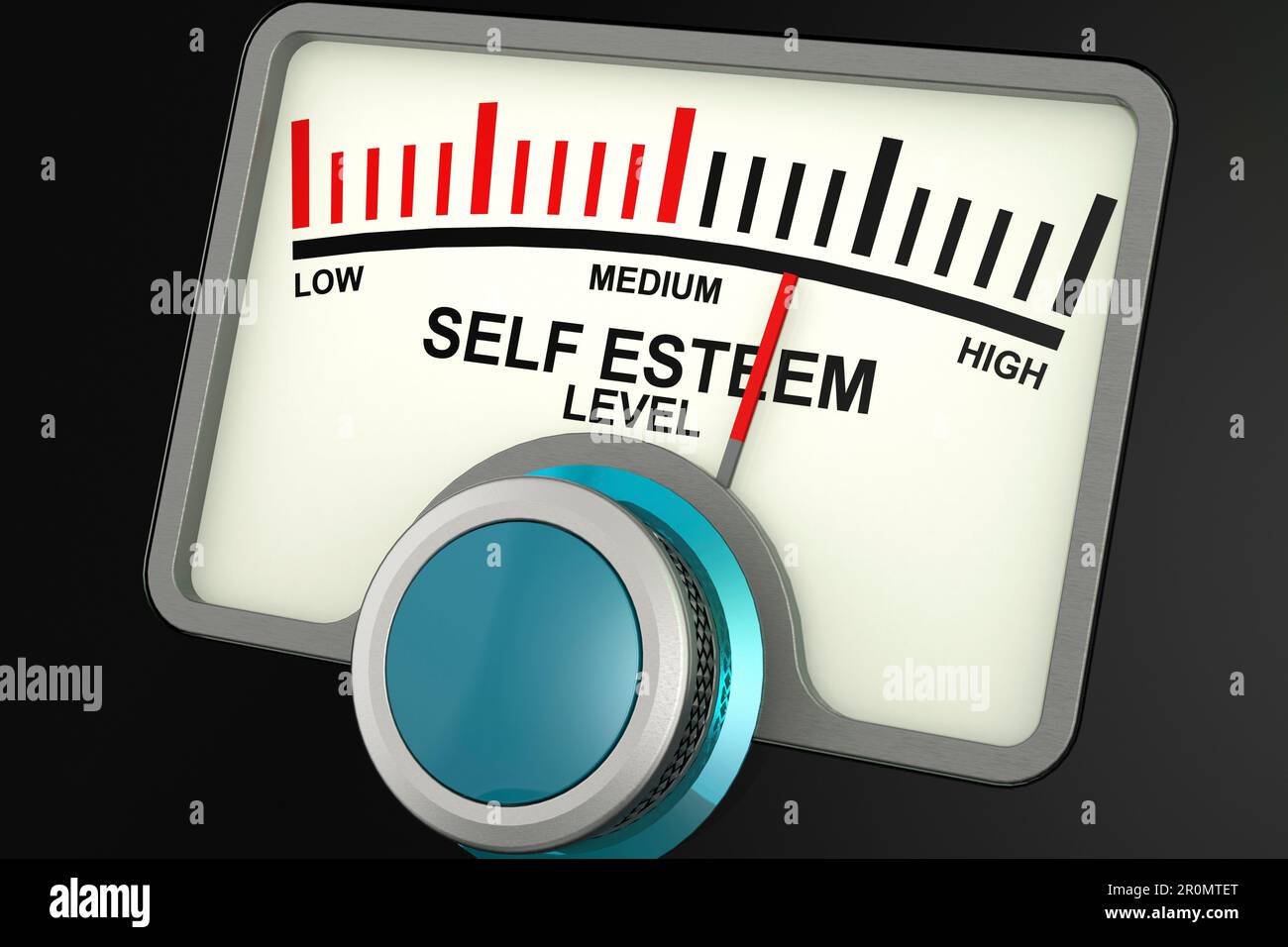 Indicator for self esteem level with blue knob, 3d rendering Stock ...