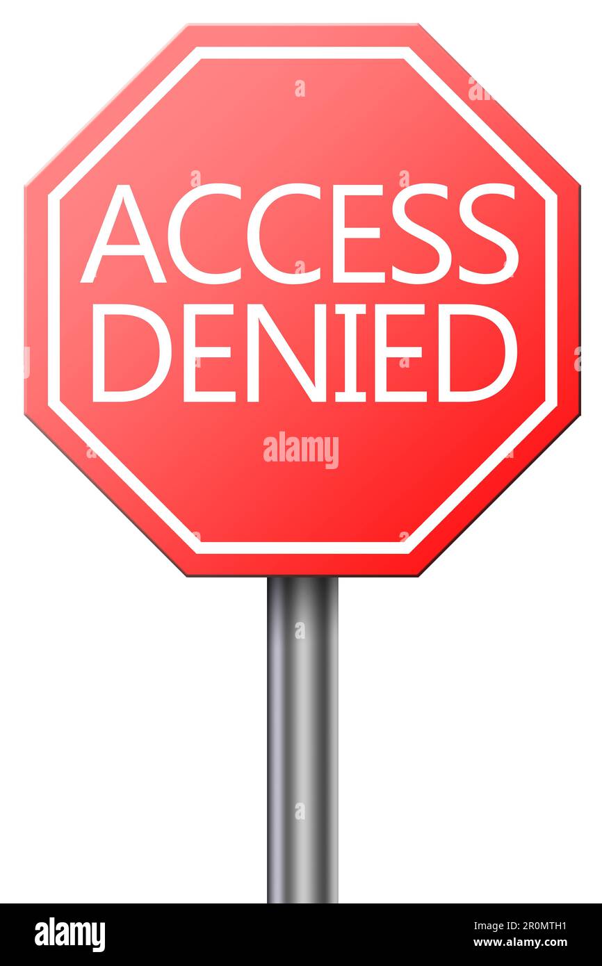 Red road sign with access denied word, 3d rendering Stock Photo - Alamy