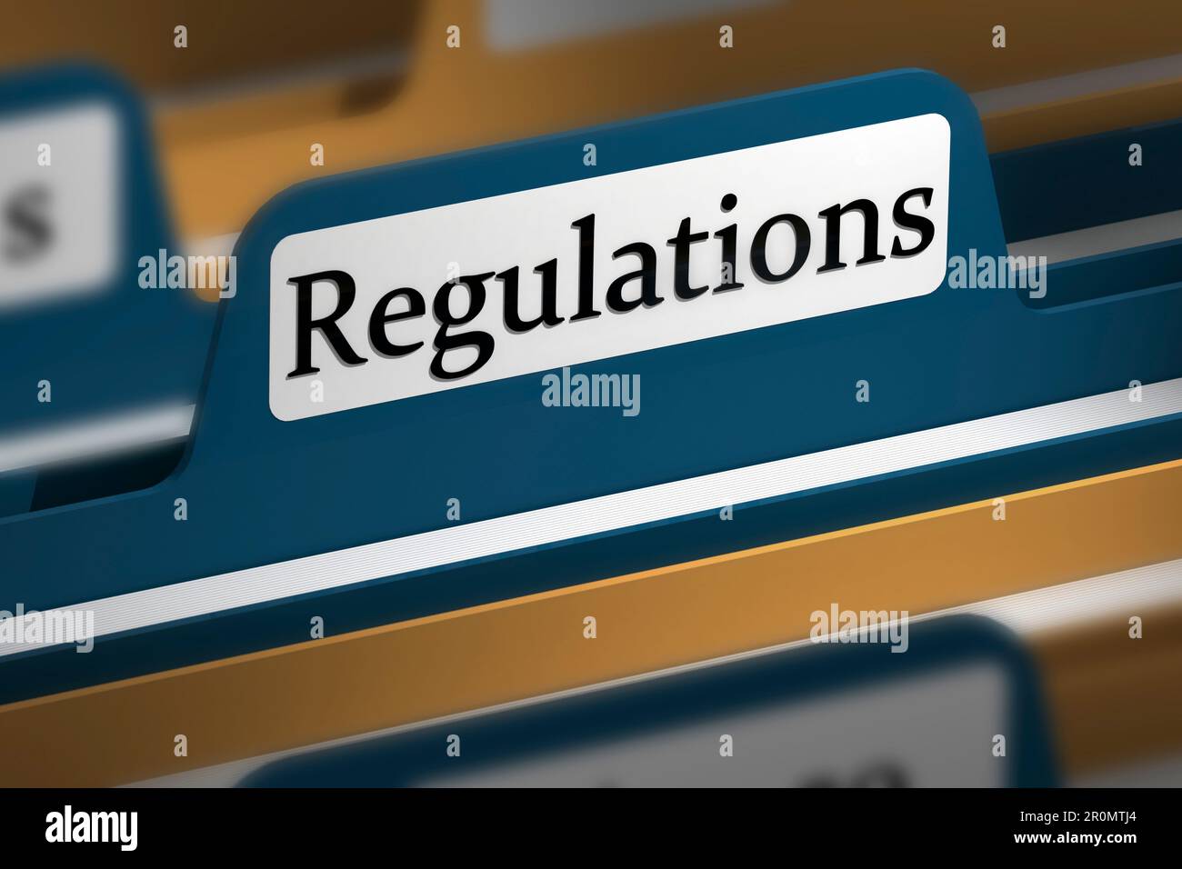 Regulations word on file folder tab, 3d rendering Stock Photo - Alamy