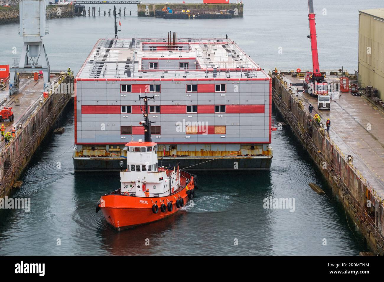 Three storey migrant barge arrives in cornwall hi-res stock photography ...