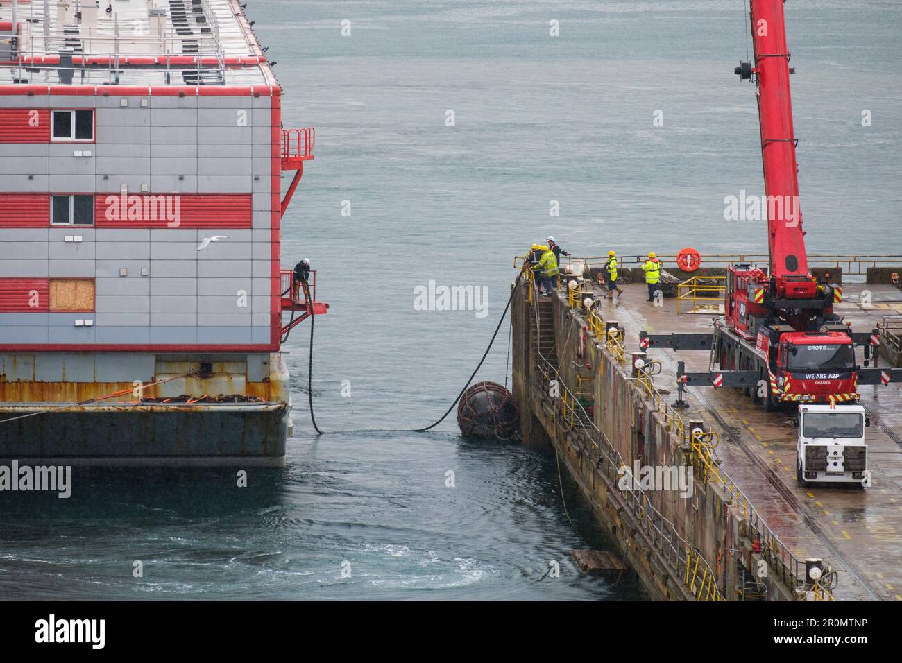Three storey migrant barge arrives in cornwall hi-res stock photography ...