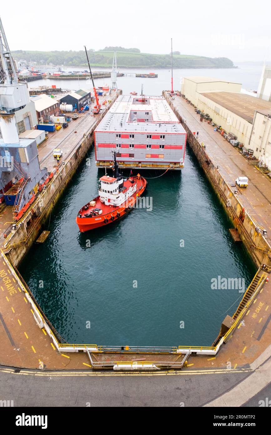 The Bibby Stockholm accommodation barge arrives into Falmouth docks ...