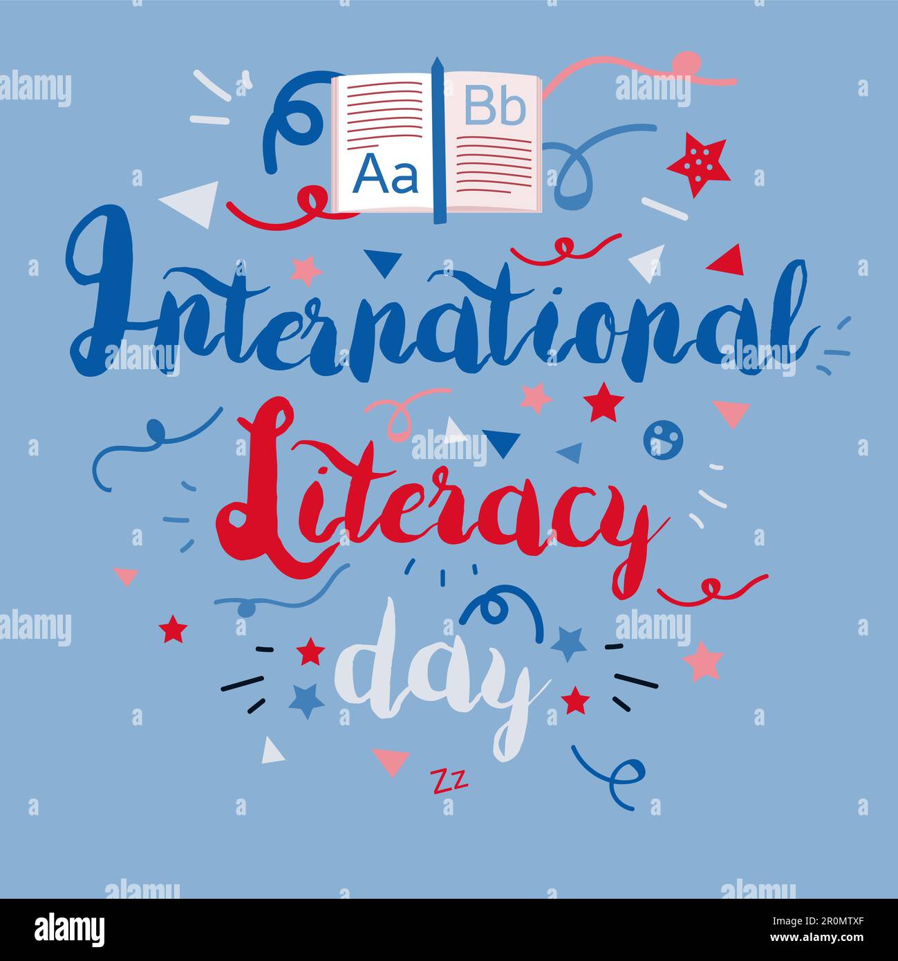 International Literacy Day Celebration Banner With Book. Vector Stock ...