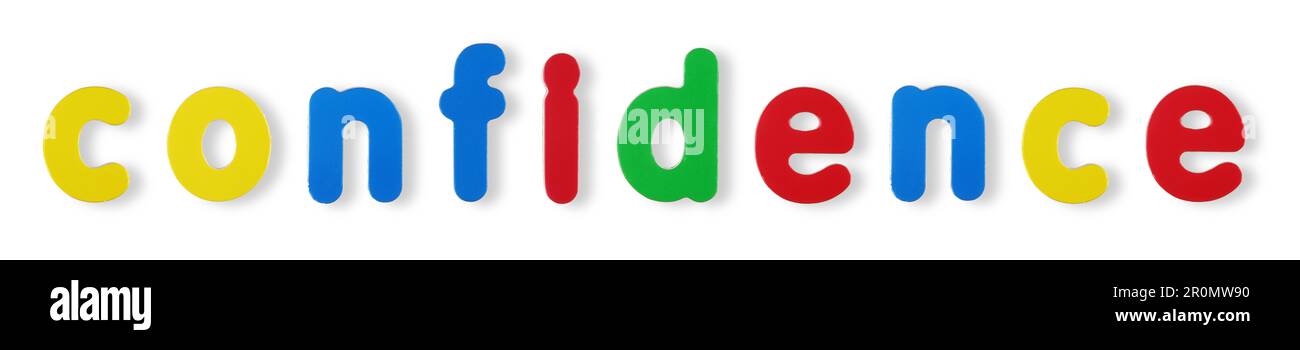 confidence word coloured magnetic letters with clipping path Stock ...