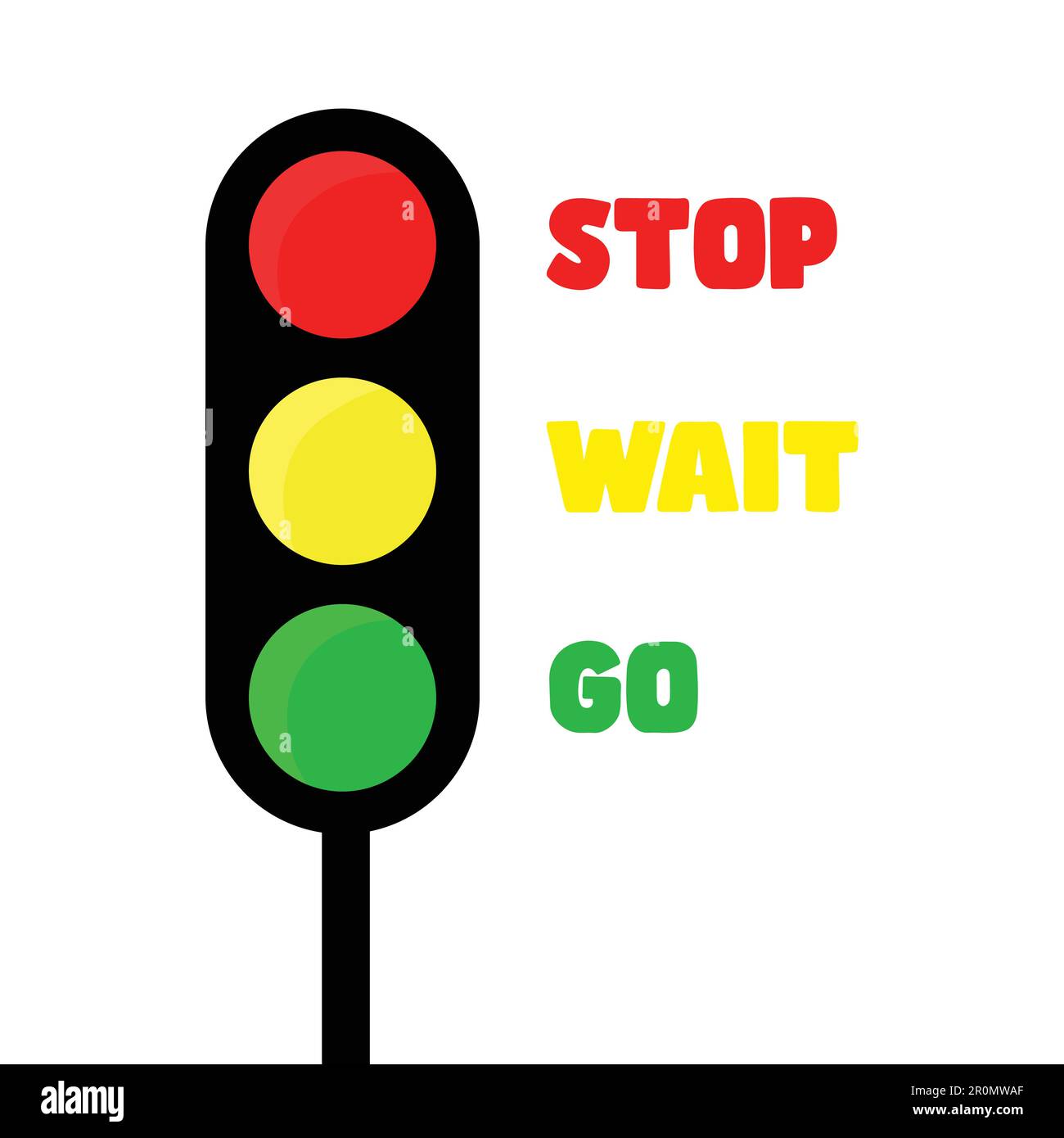 Traffic light day concept illustration for drivers and pedestrians ...
