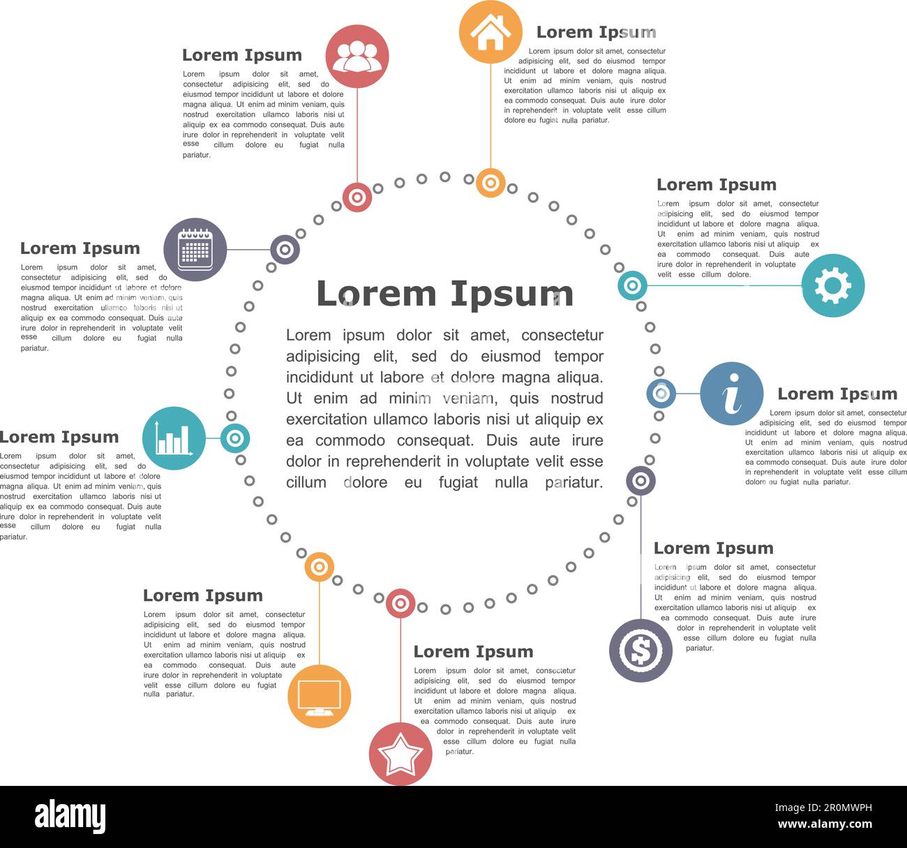 Circle diagram with icons and text, easy to edit template, vector eps10 ...