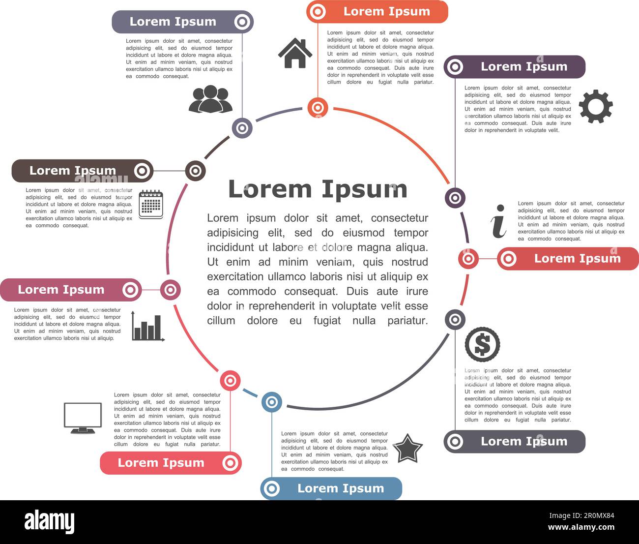 Circle infographics with icons and text, round diagram template, vector ...
