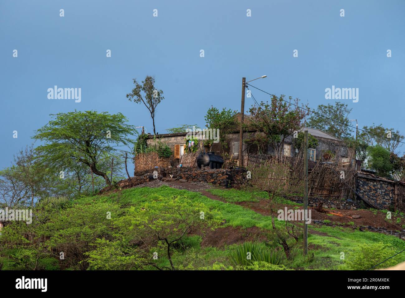Cape Verde, Island Santiago, rain season , house Stock Photo - Alamy