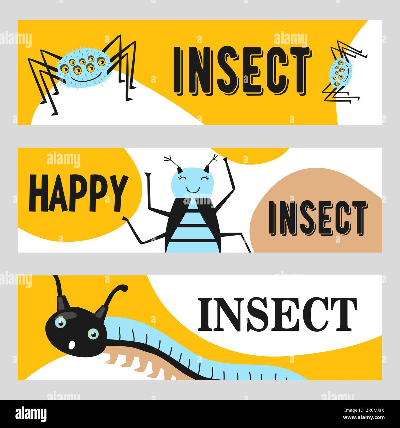 Promotional banner designs with cute insects Stock Vector Image & Art ...
