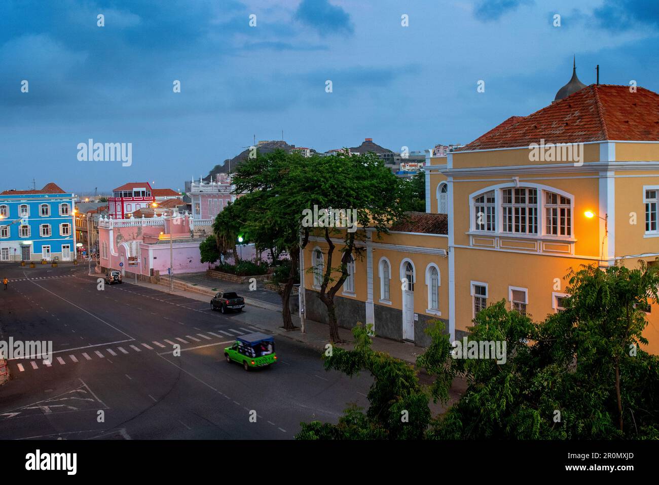 Cape Verde, Island Sao Vincente, Mindelo, rooftop view twighlight Stock ...
