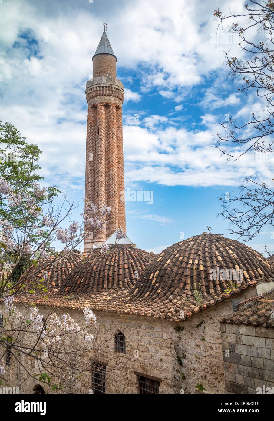 The Yivli Minaret Mosque inj the ancient old town of Kaleici in Antalya ...