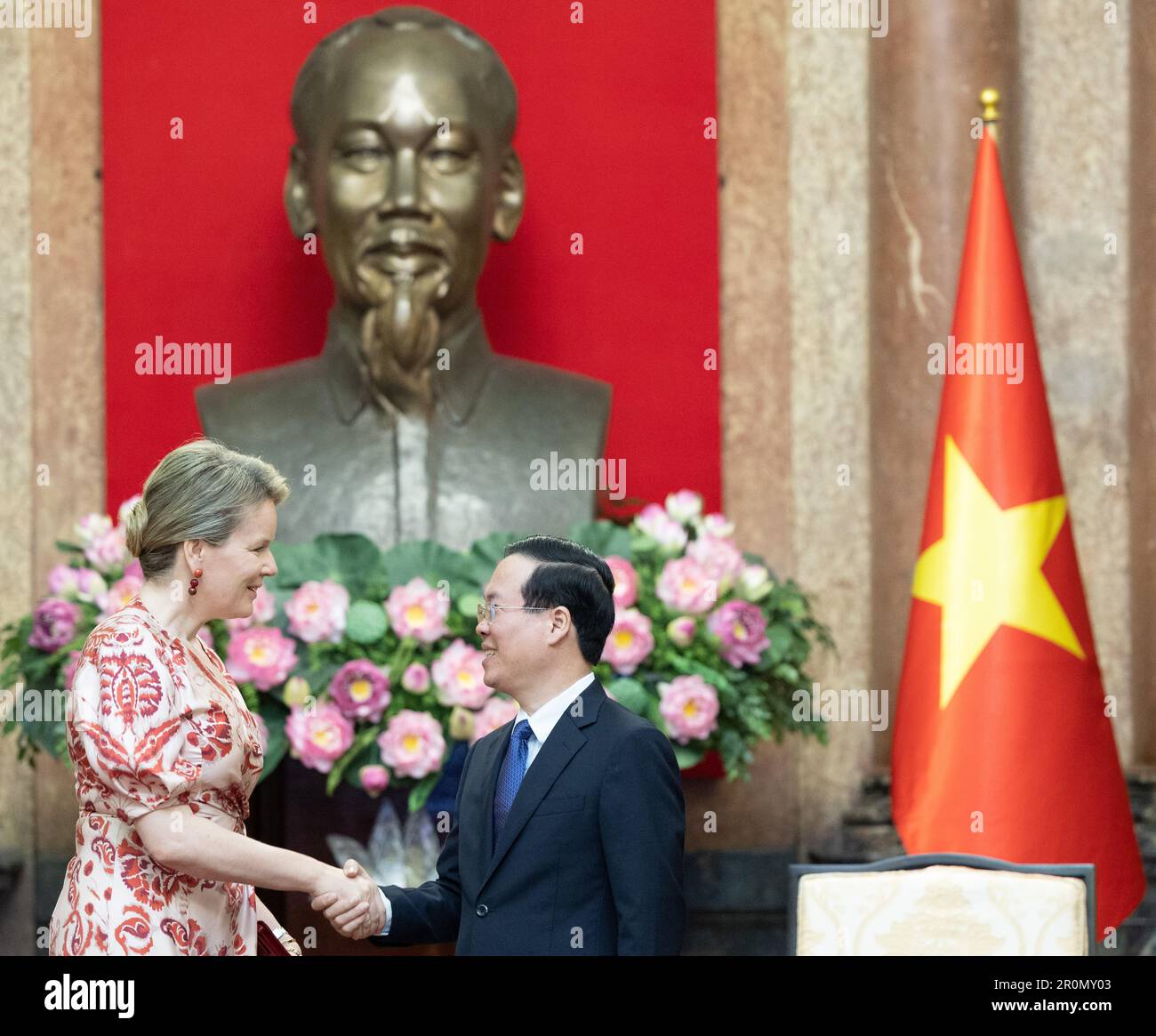 Hanoi, Vietnam. 09th May, 2023. Queen Mathilde of Belgium and Vietnam ...