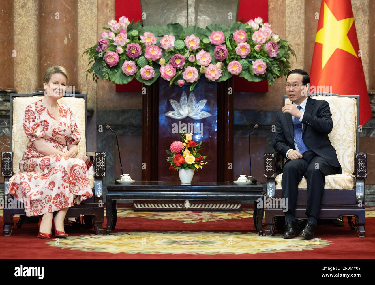 Hanoi, Vietnam. 09th May, 2023. Queen Mathilde of Belgium and Vietnam ...