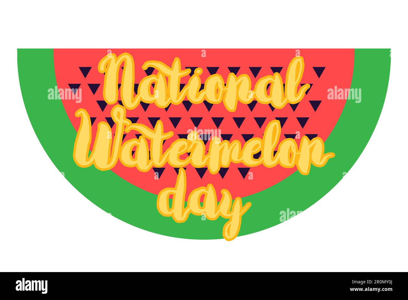 National Watermelon Day Celebration Banner With Lettering. Vector Stock ...