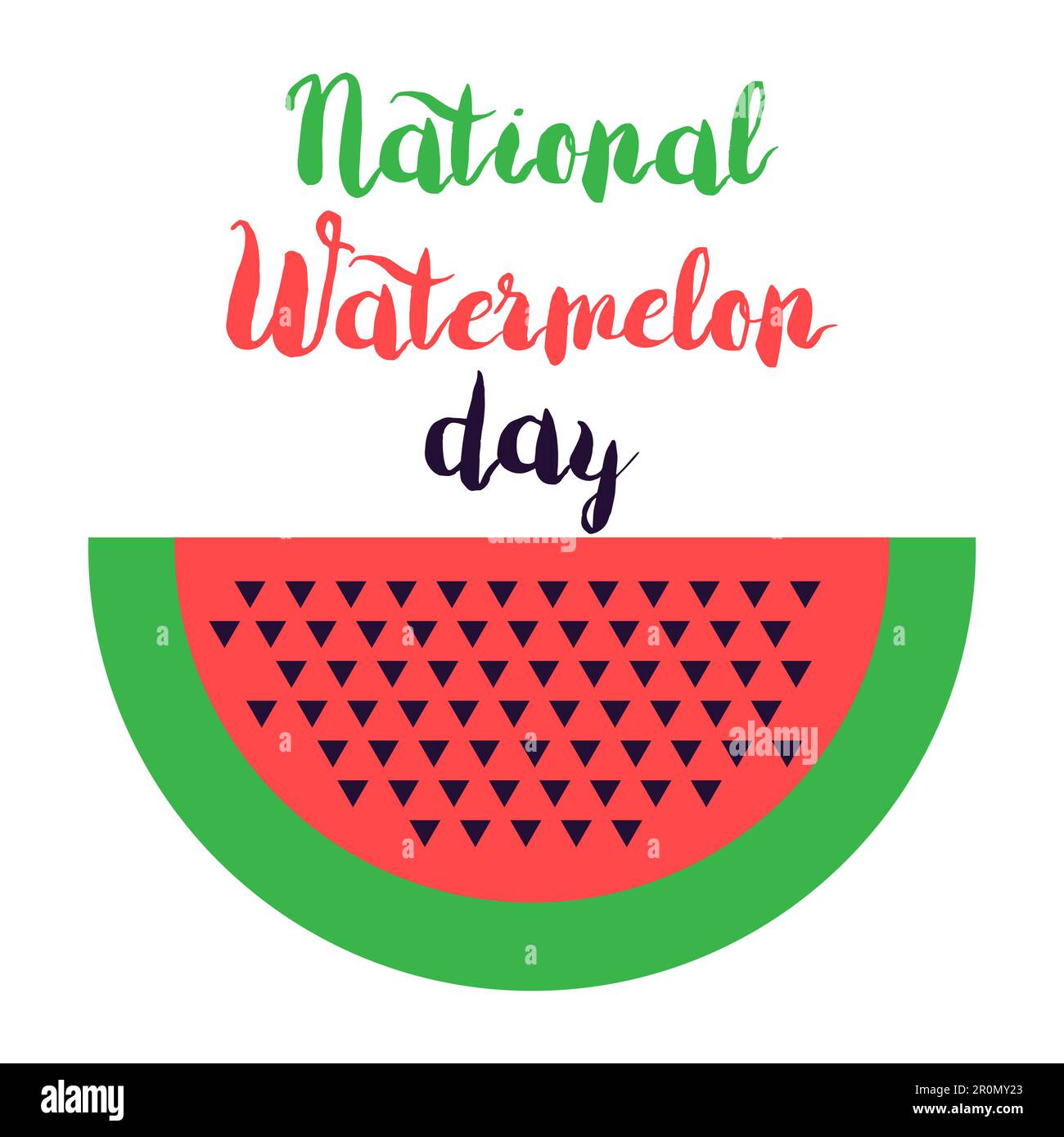 National Watermelon Day Celebration Banner With Lettering. Vector Stock ...