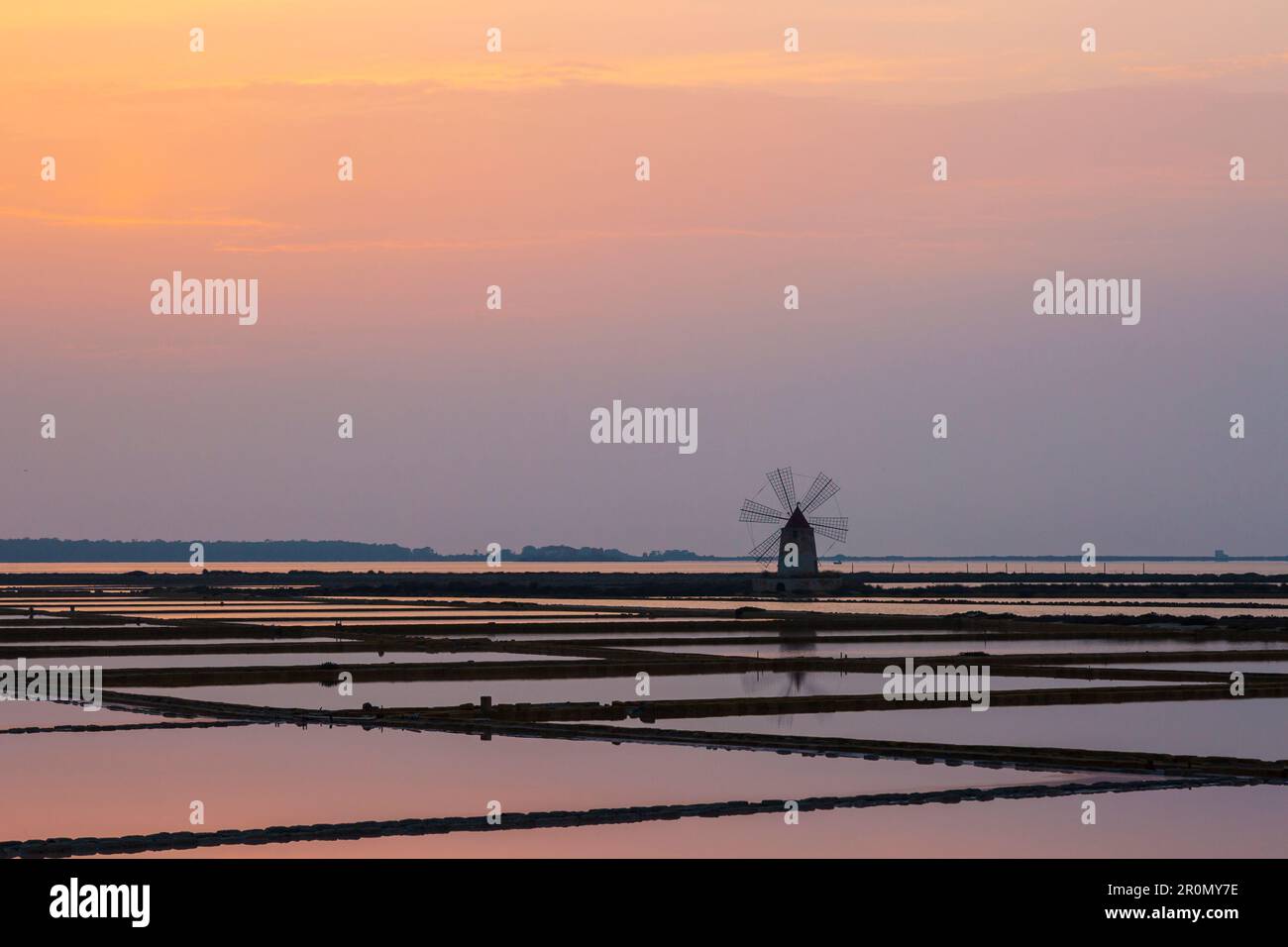 The famous salt mine of Marsala in Sicily at sunset Stock Photo - Alamy