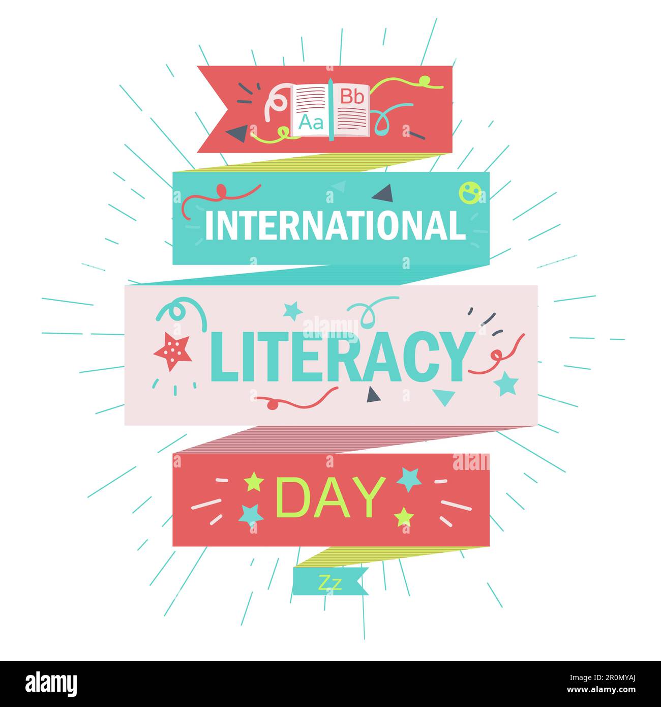 International Literacy Day Celebration Banner With Book. Vector Stock ...
