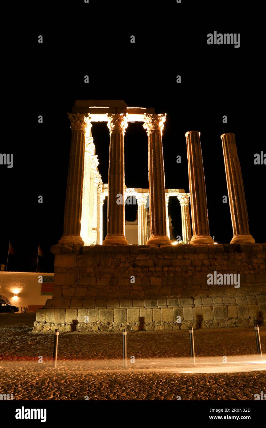 Evora, Portugal- October 10, 2022: Colossal Temple of the goddess Diana ...