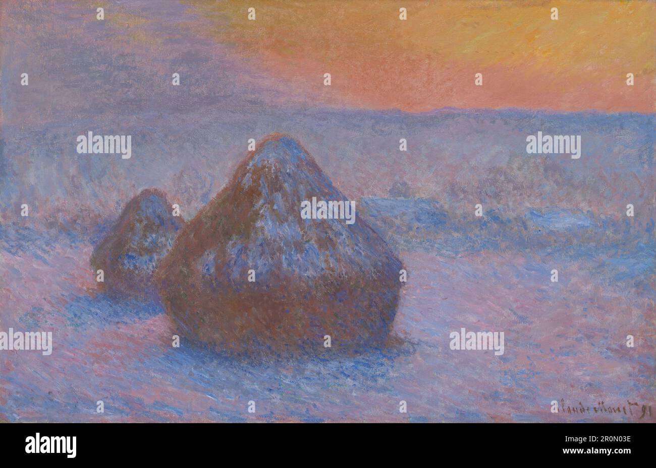 Stacks of Wheat (Sunset, Snow Effect) Date: 1890/91 Artist: Claude ...