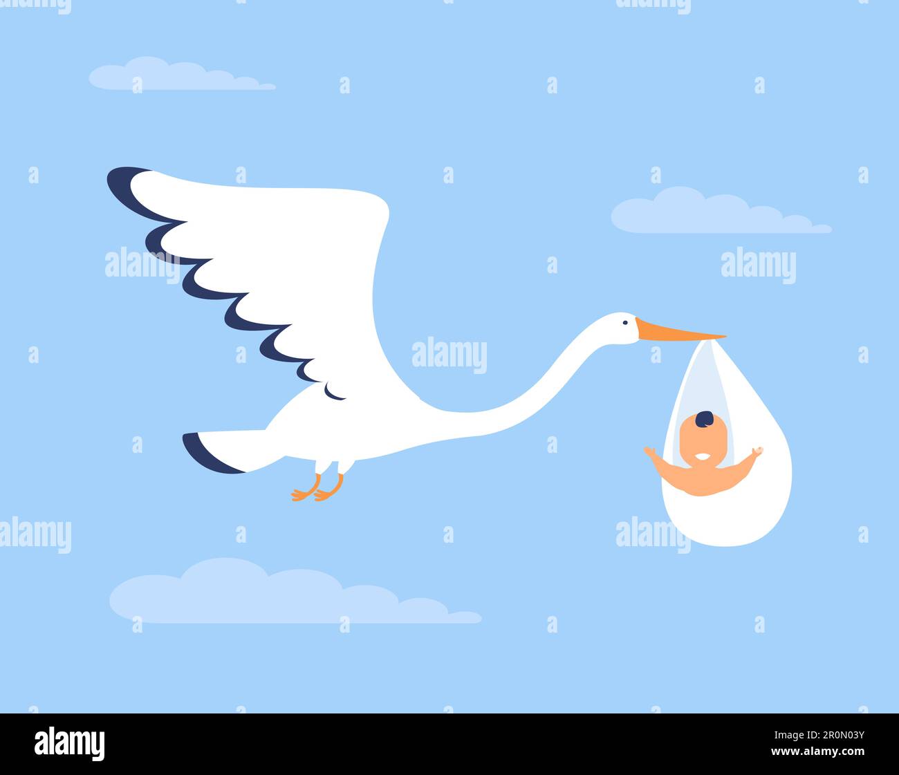 Happy cute baby brought by stork Stock Vector Image & Art - Alamy