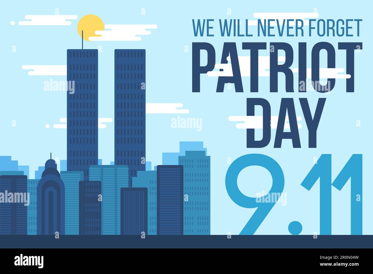 Patriot Day Banner. 11th September. We will never forget. Twins Tower ...