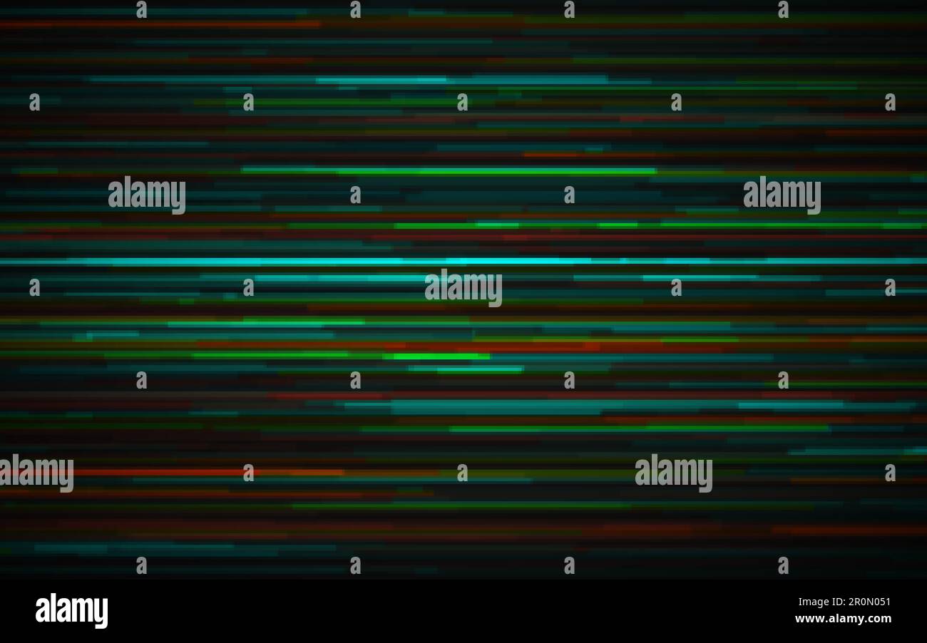 Glitch colorful lines. Digital abstract distortions. Horizontal neon ...