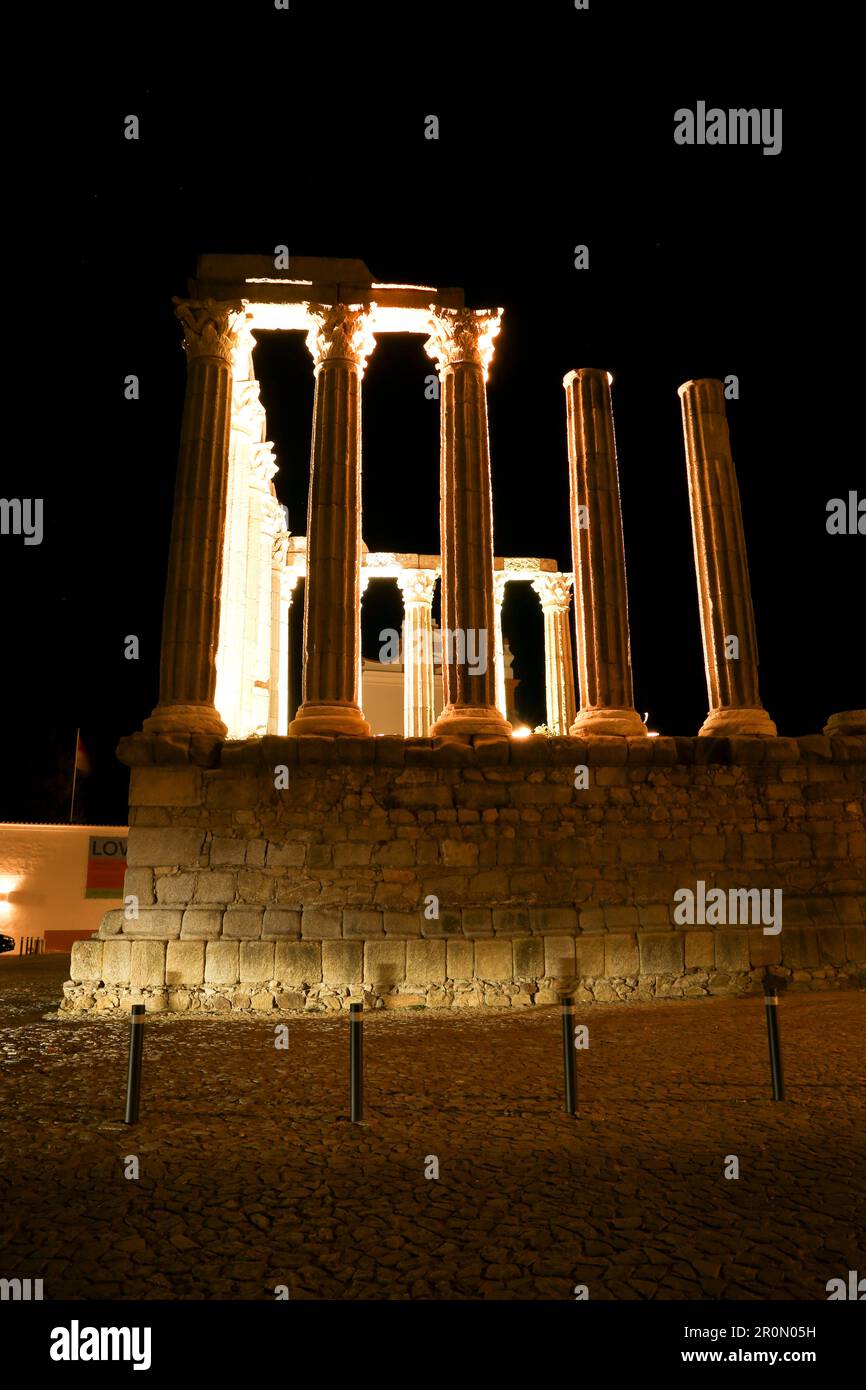 Evora, Portugal- October 10, 2022: Colossal Temple of the goddess Diana ...