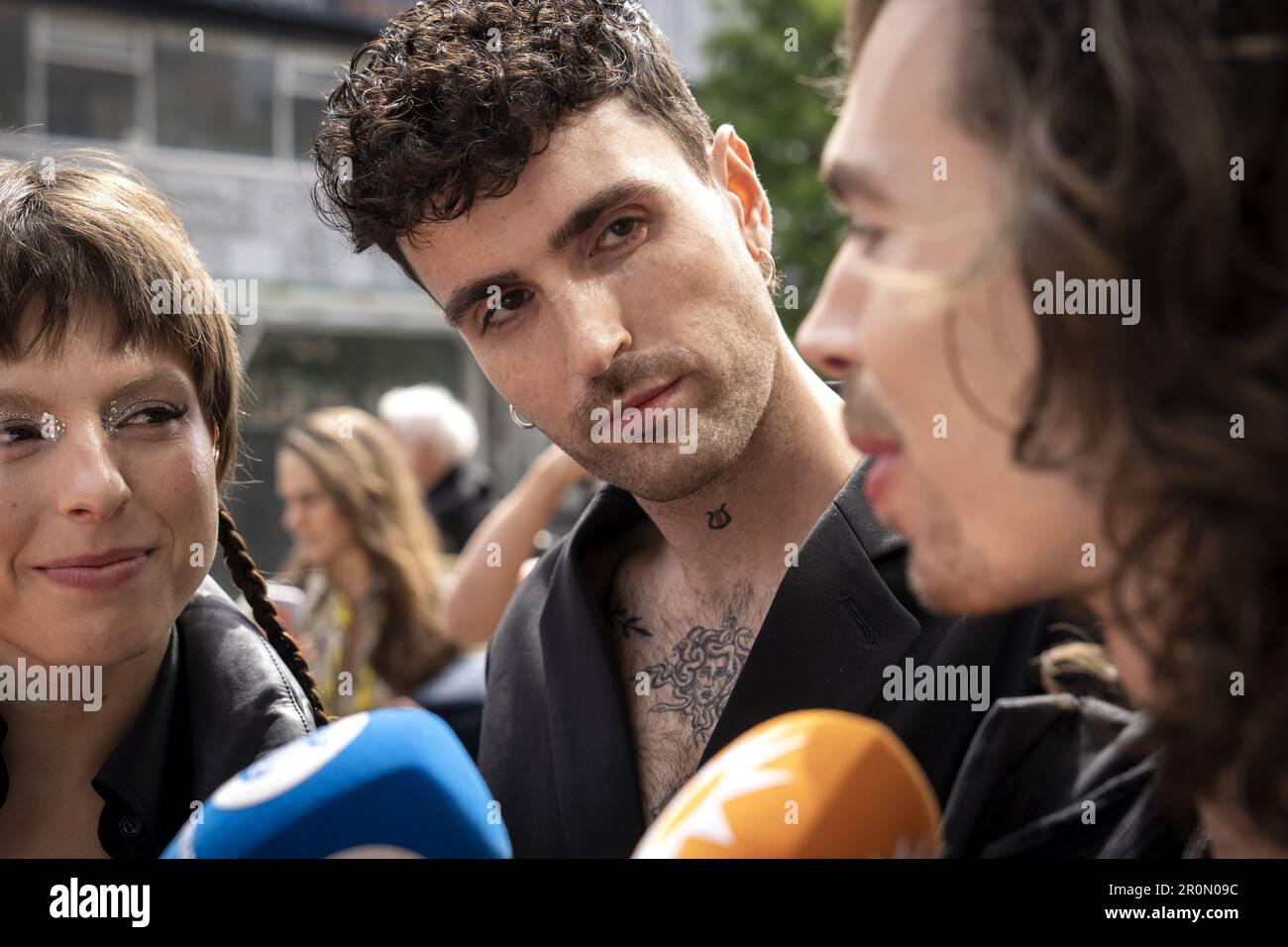 LIVERPOOL - Mia Nicolai, Duncan Laurence and Dion Cooper during a ...