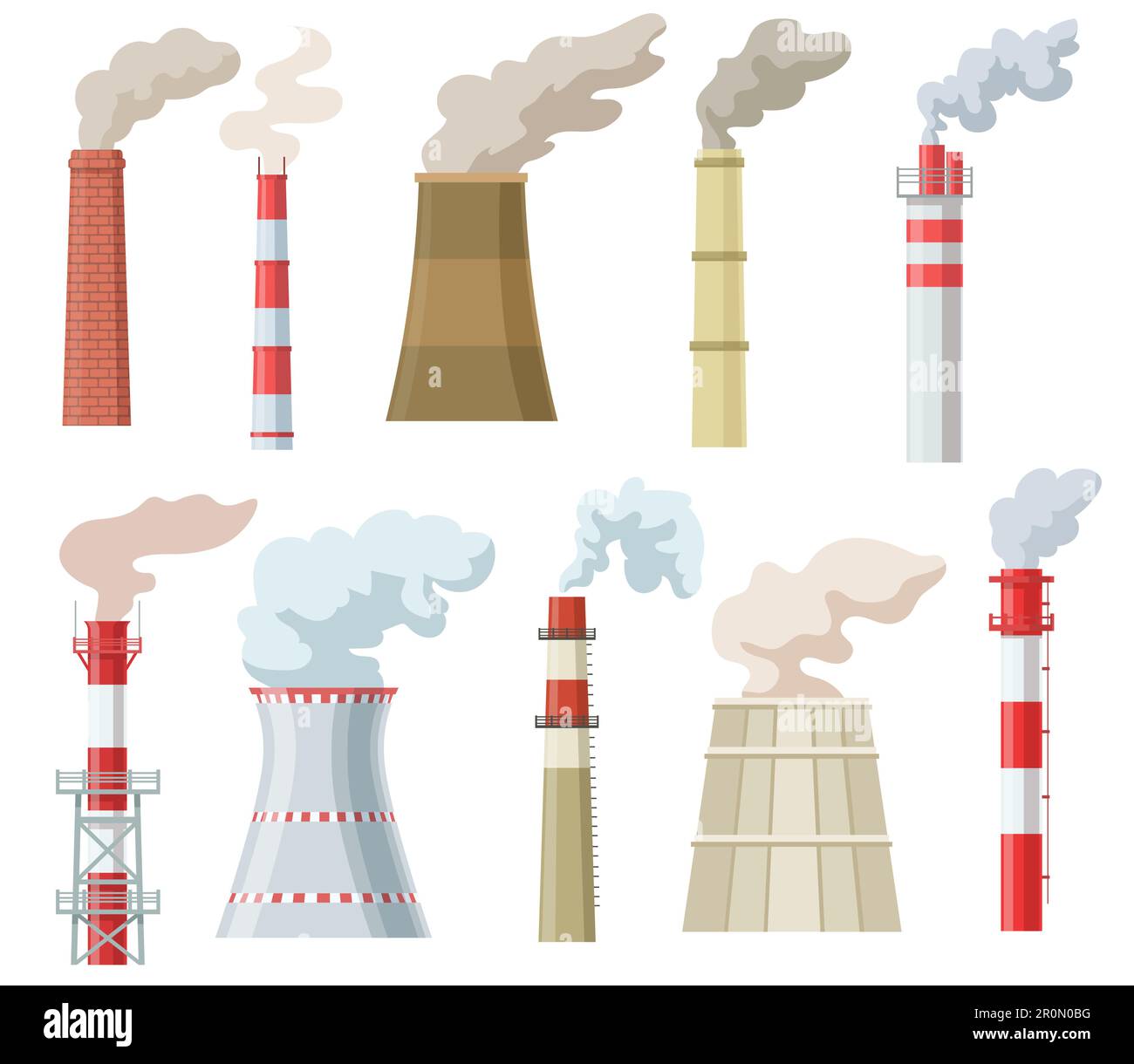 Colorful industrial chimneys with smoke Stock Vector Image & Art - Alamy