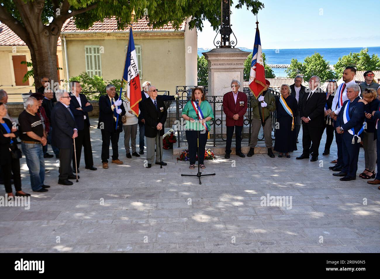 Nadia Boulainseur (C), sector mayor of the 15th and 16th ...