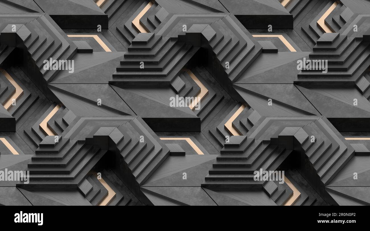 Full frame of abstract graphic 3d illustration of symmetrical repeating ...