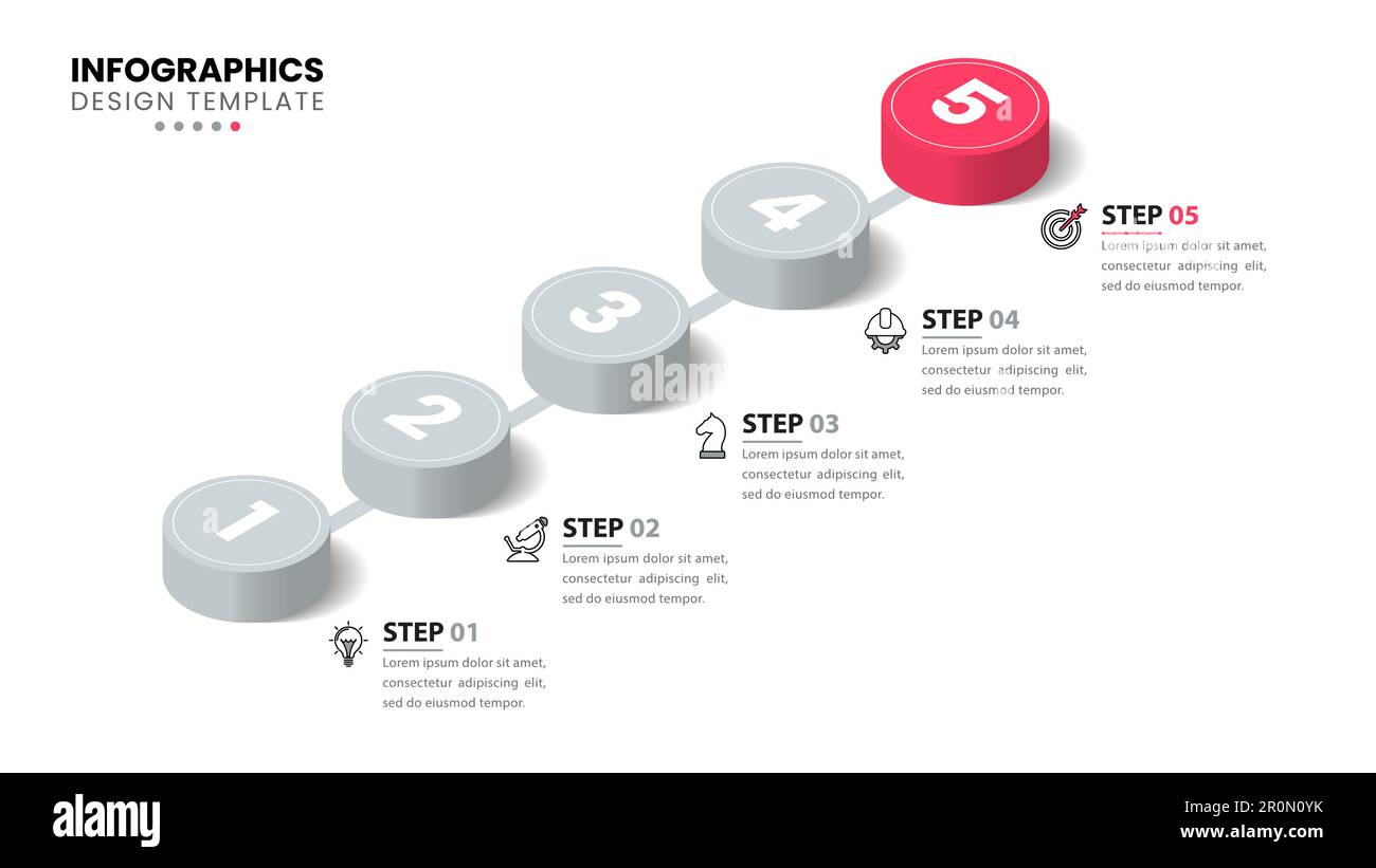 Infographic template with icons and 5 options or steps. Isometric line. Can be used for workflow ...