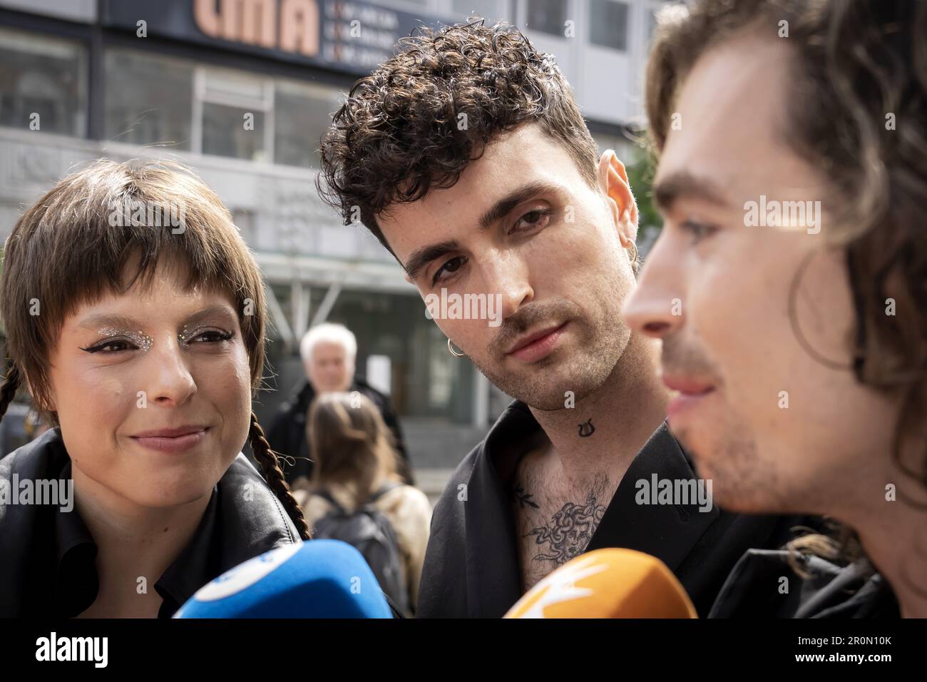 LIVERPOOL - Mia Nicolai, Duncan Laurence and Dion Cooper during a ...